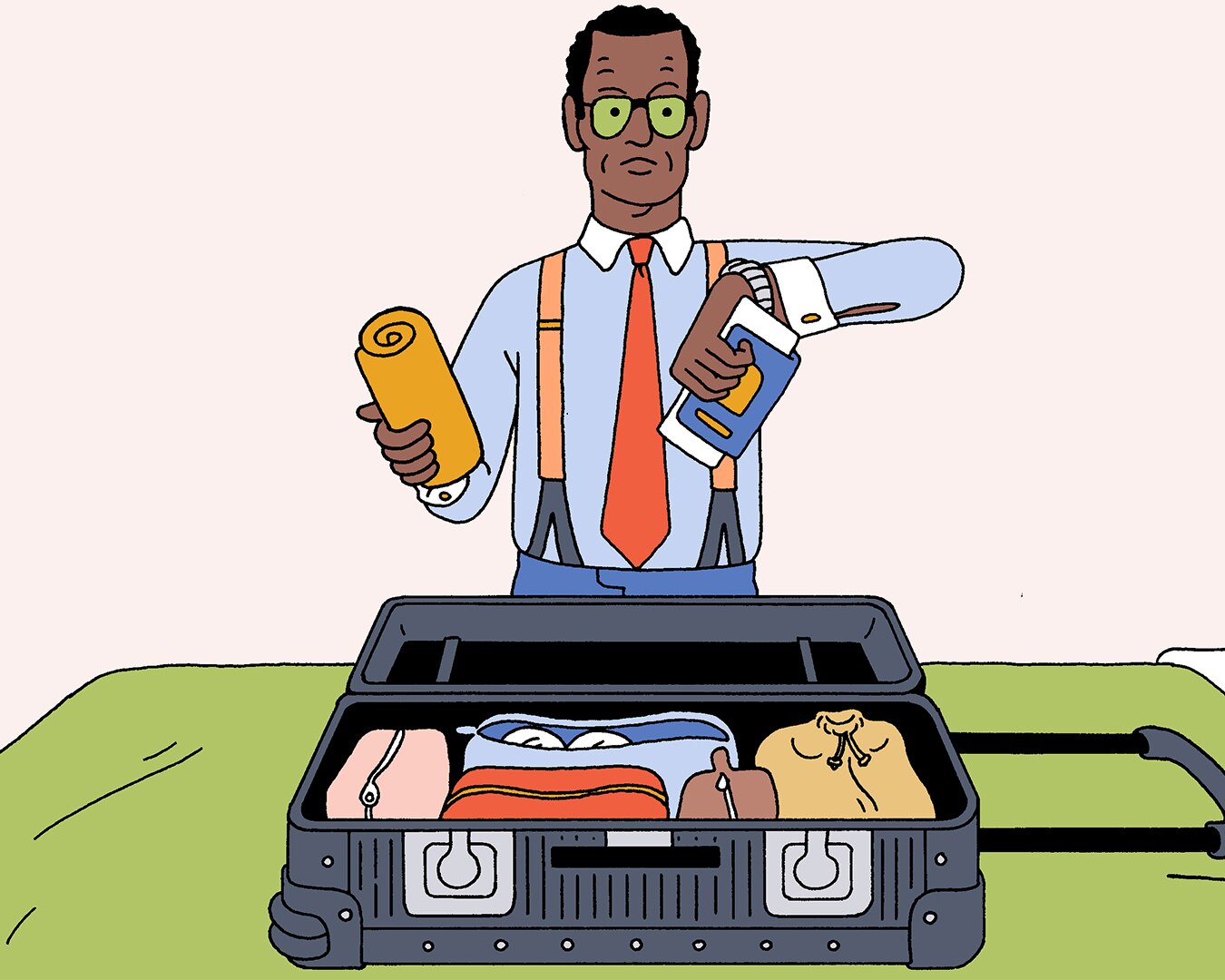 Man Packing Suitcase Cartoon