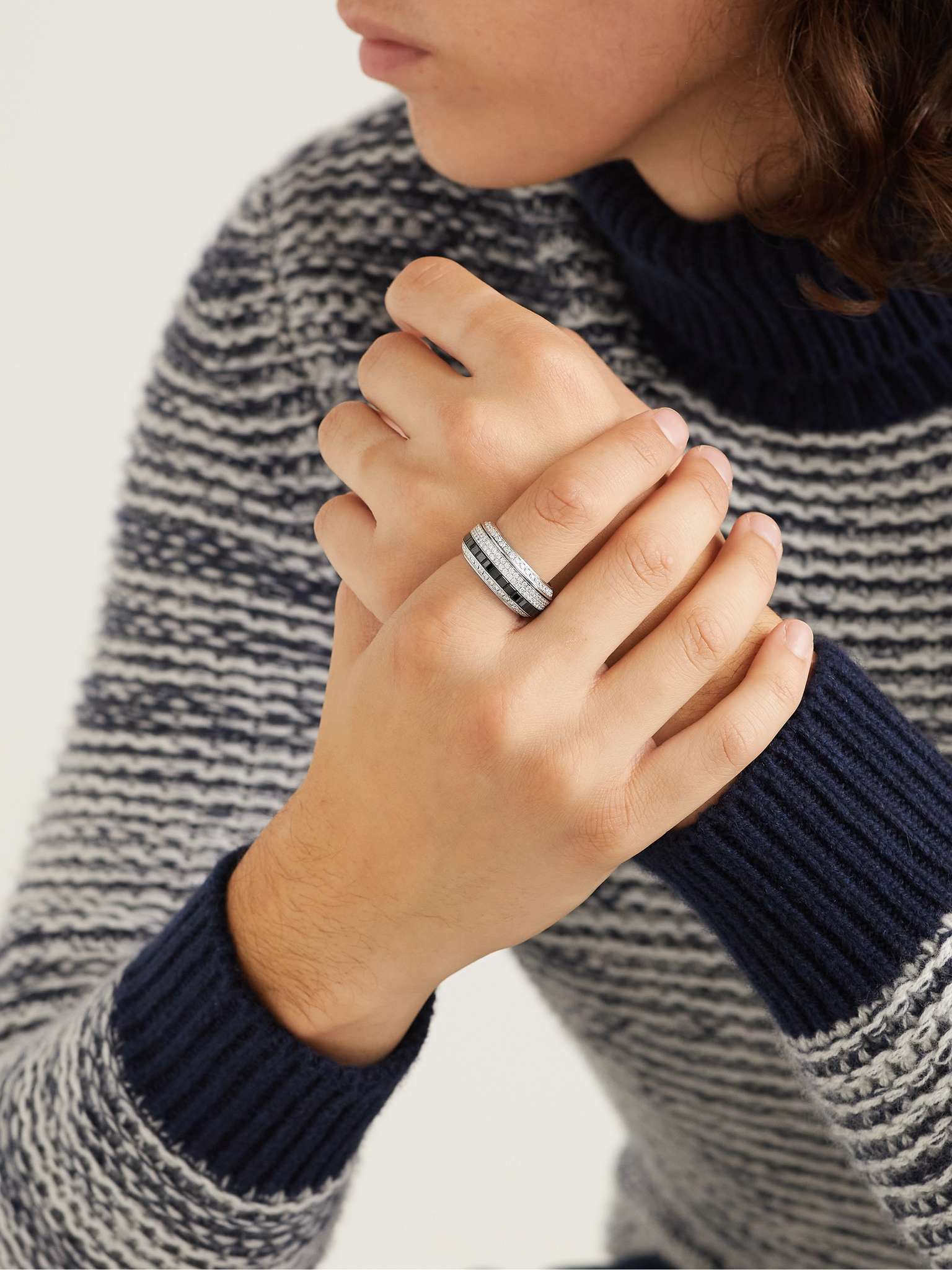 PIAGET Possession 18-Karat White Gold, Diamond and Ceramic Ring for Men ...