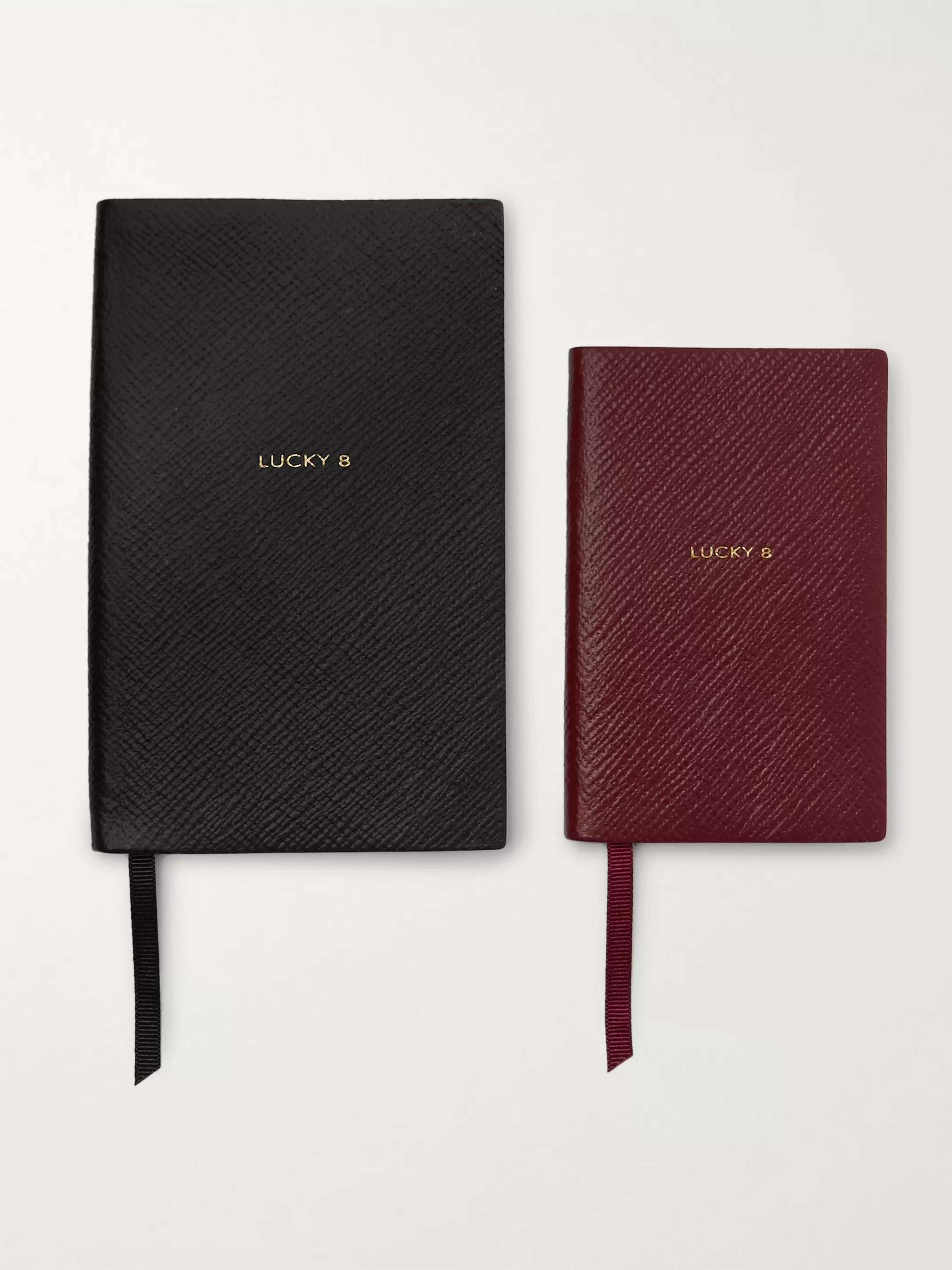 SMYTHSON Set of Two Lucky 8 Cross-Grain Leather Notebooks for Men | MR ...
