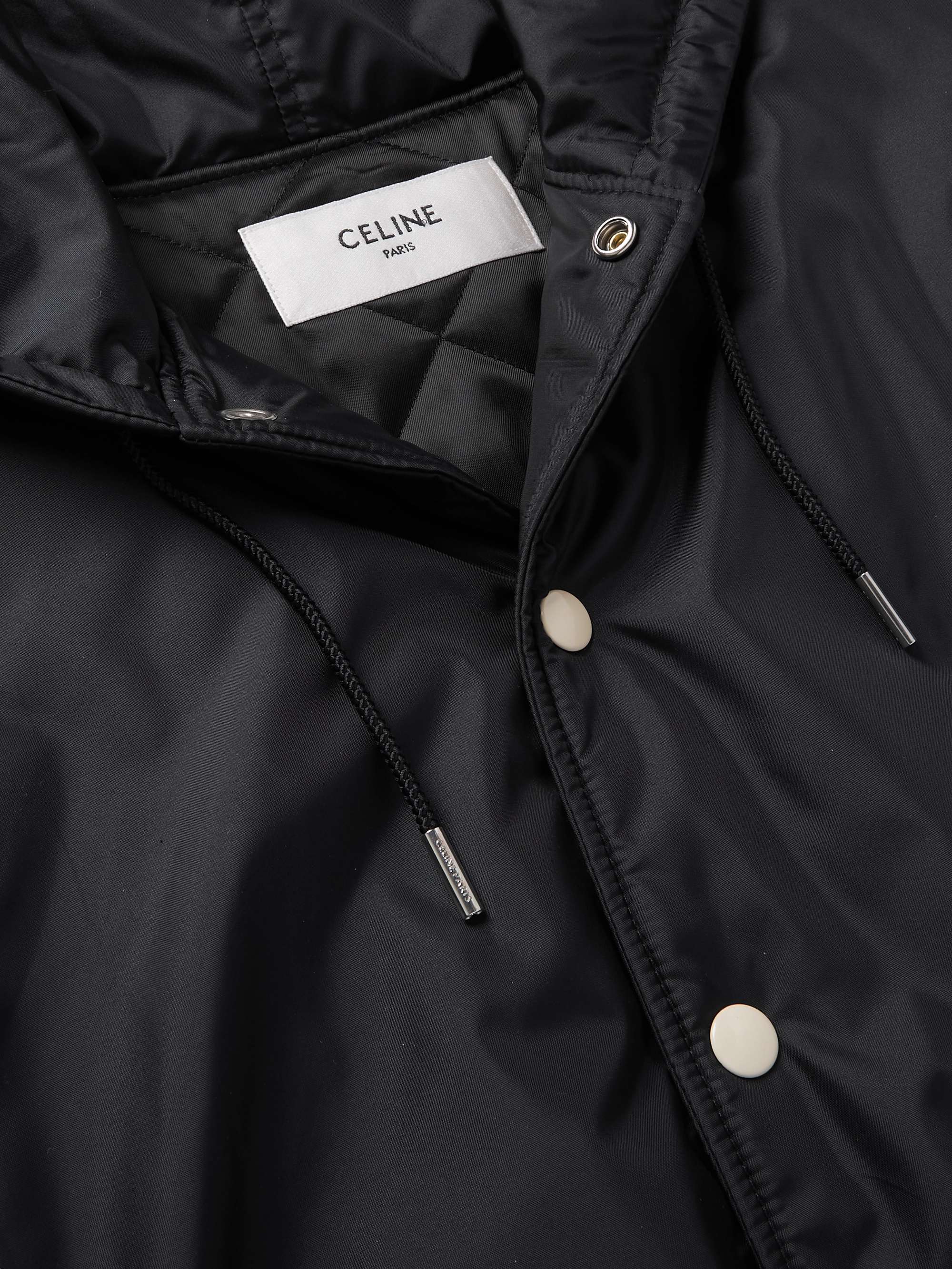 CELINE HOMME Celine Teddy Logo-Print Padded Nylon Hooded Bomber Jacket ...