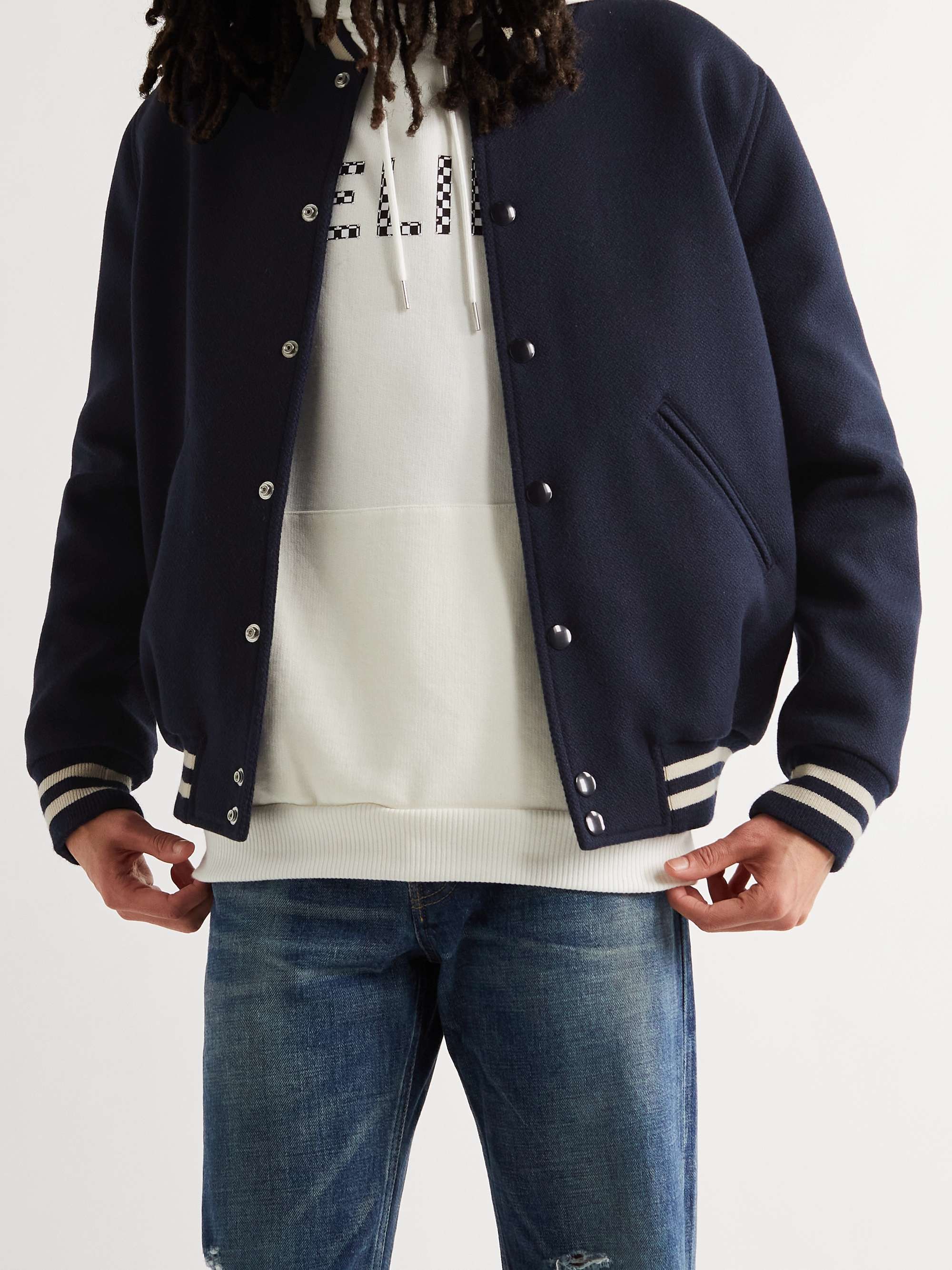 CELINE HOMME Logo-Appliquéd Virgin Wool-Blend Bomber Jacket for Men ...