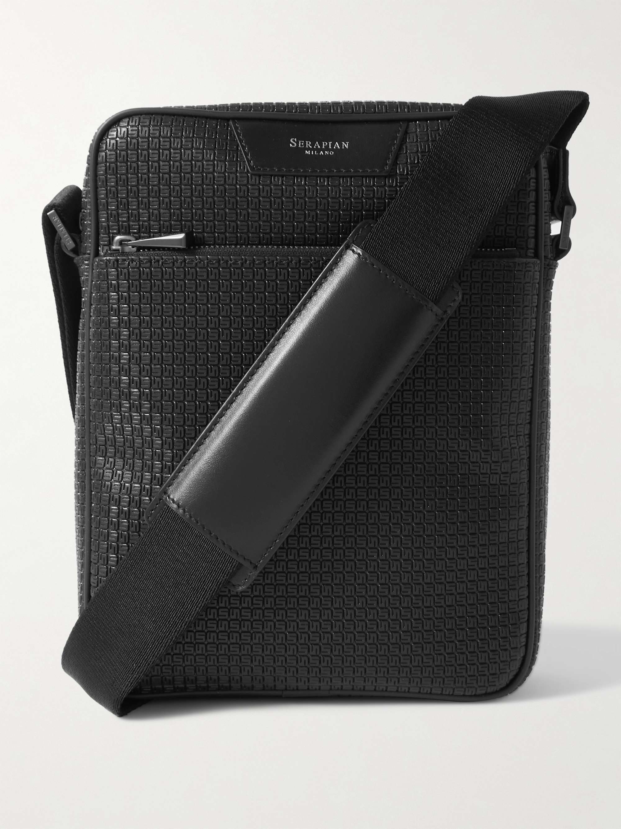 Black Leather-Trimmed Stepan Coated-Canvas Messenger Bag | SERAPIAN ...