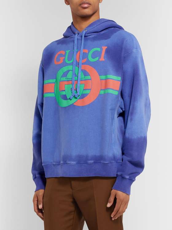GUCCI Logo-Print Loopback Cotton-Jersey Hoodie for Men | MR PORTER