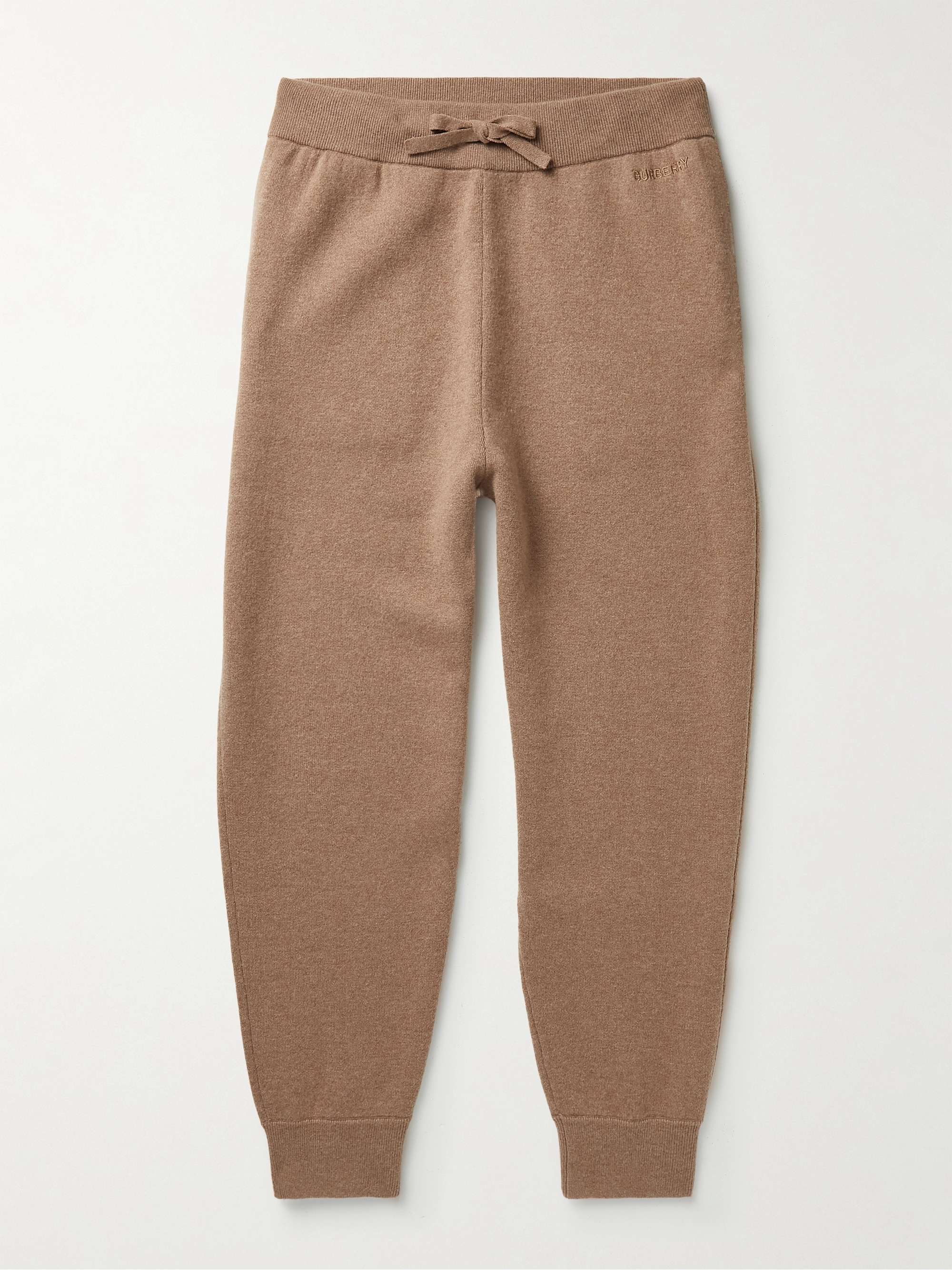 BURBERRY Tapered Logo-Embroidered Double-Faced Cashmere-Blend ...