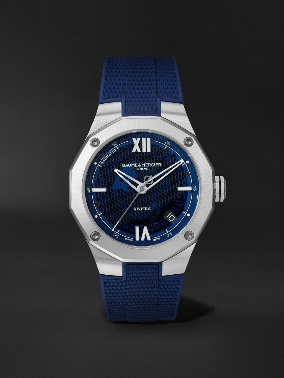 BAUME & MERCIER Riviera Automatic 42mm Stainless Steel and Rubber Watch ...