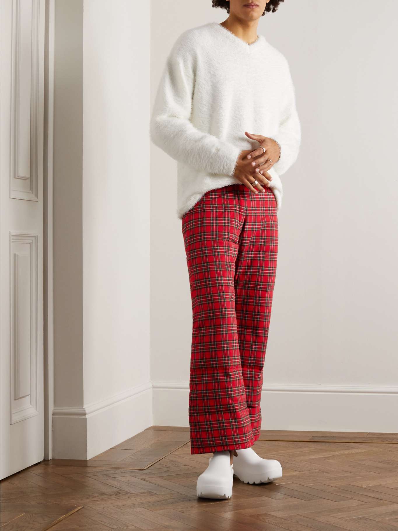 Red Straight-Leg Checked Cotton-Twill Down Trousers | ERL | MR PORTER
