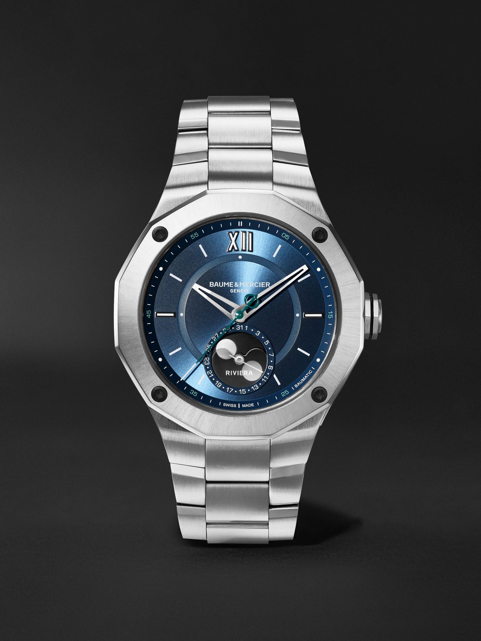 BAUME & MERCIER Riviera Baumatic Automatic Moon-Phase 43mm Stainless ...