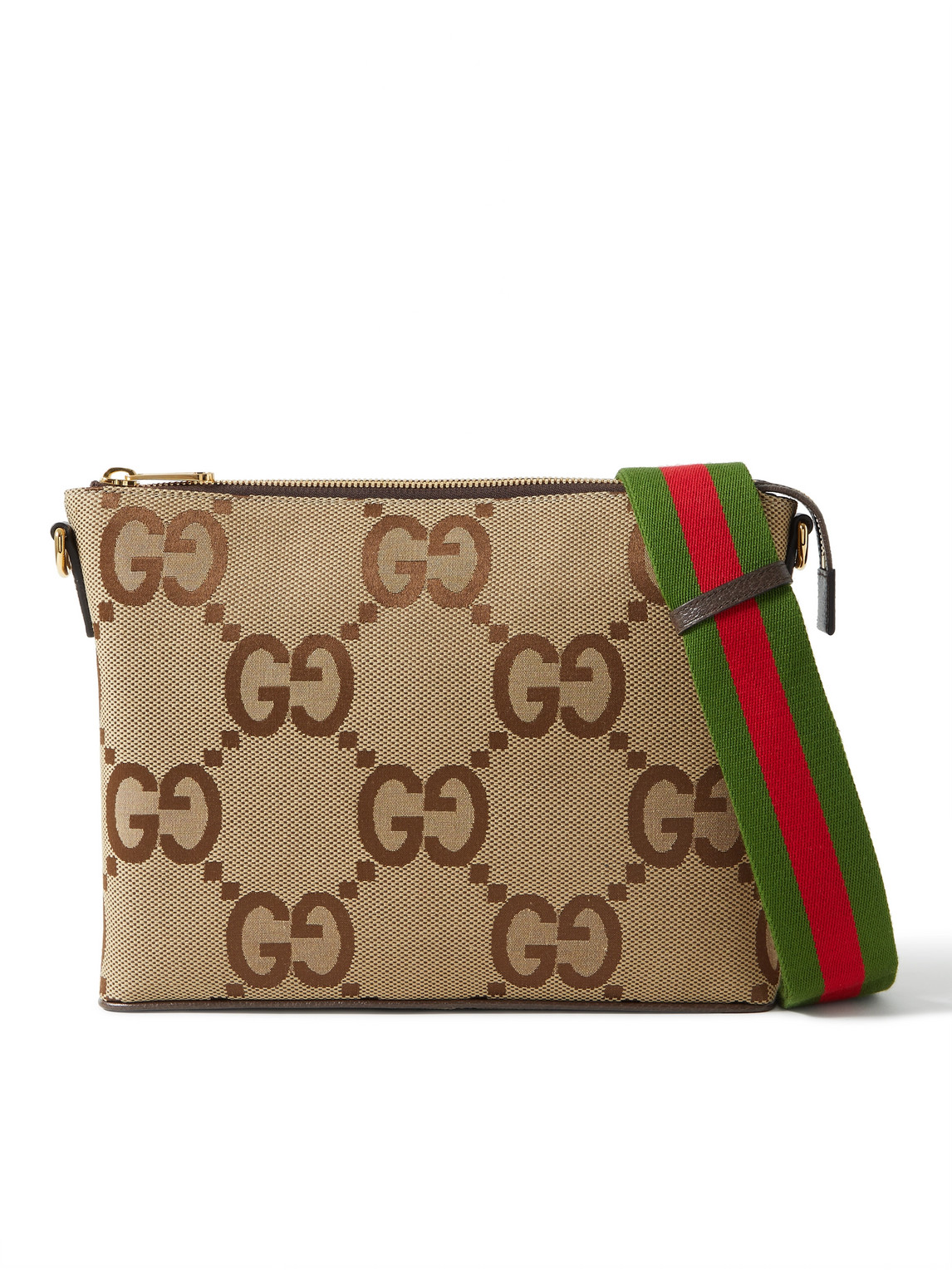 Gucci - GG Retro Leather-Trimmed Monogrammed Coated-Canvas Messenger ...