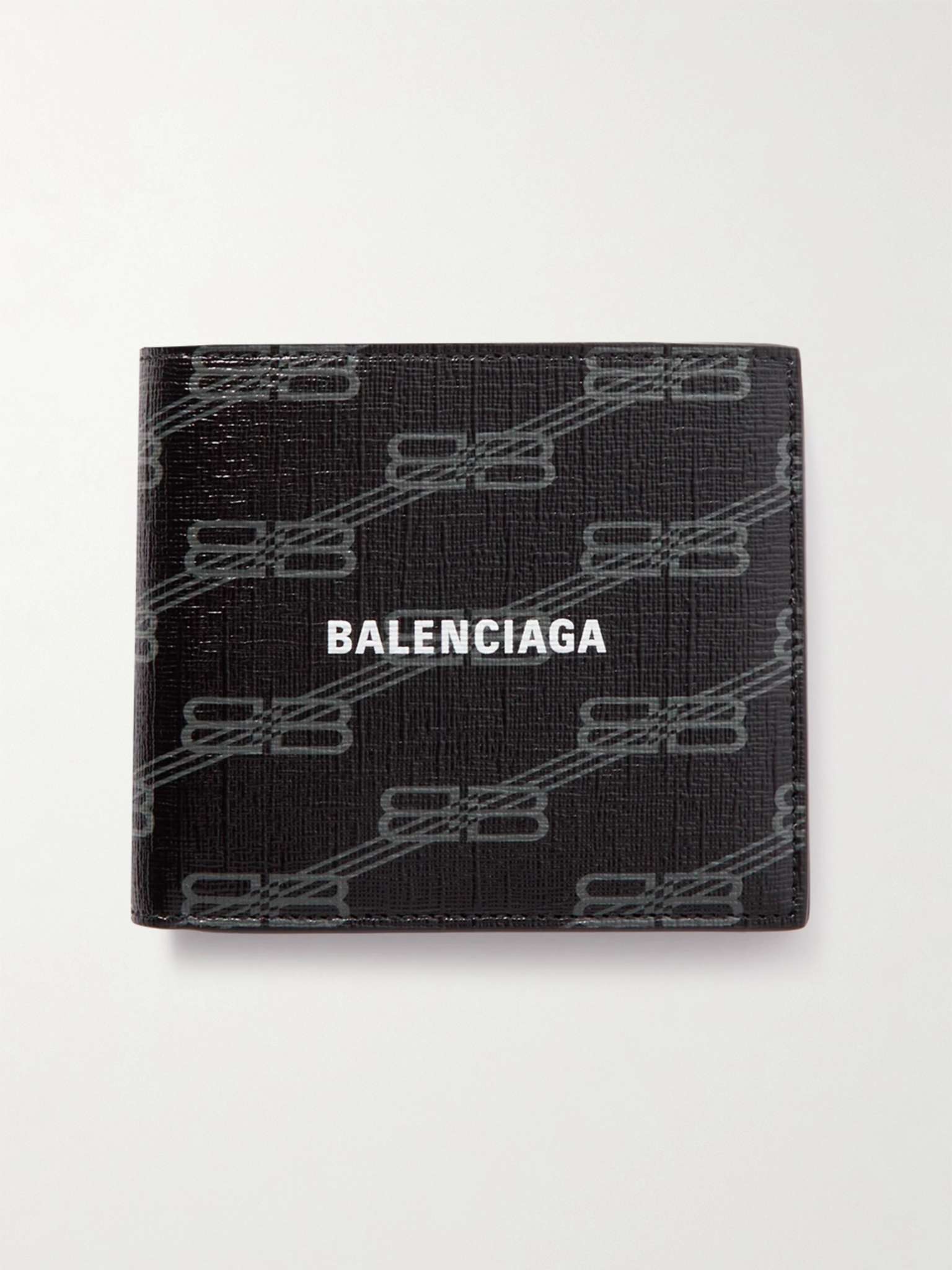 BALENCIAGA Logo-Print Cross-Grain Leather Billfold Wallet for Men | MR ...