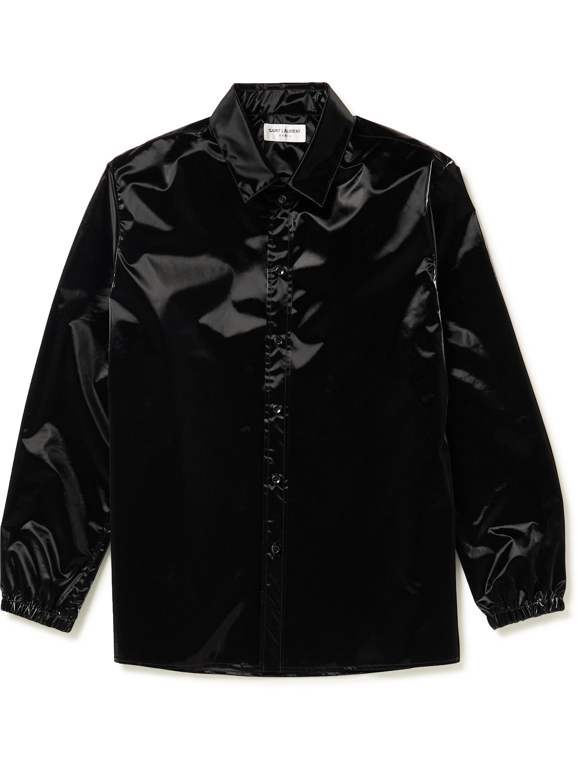 Saint Laurent Slim-fit Vinyl Shirt In Black | ModeSens