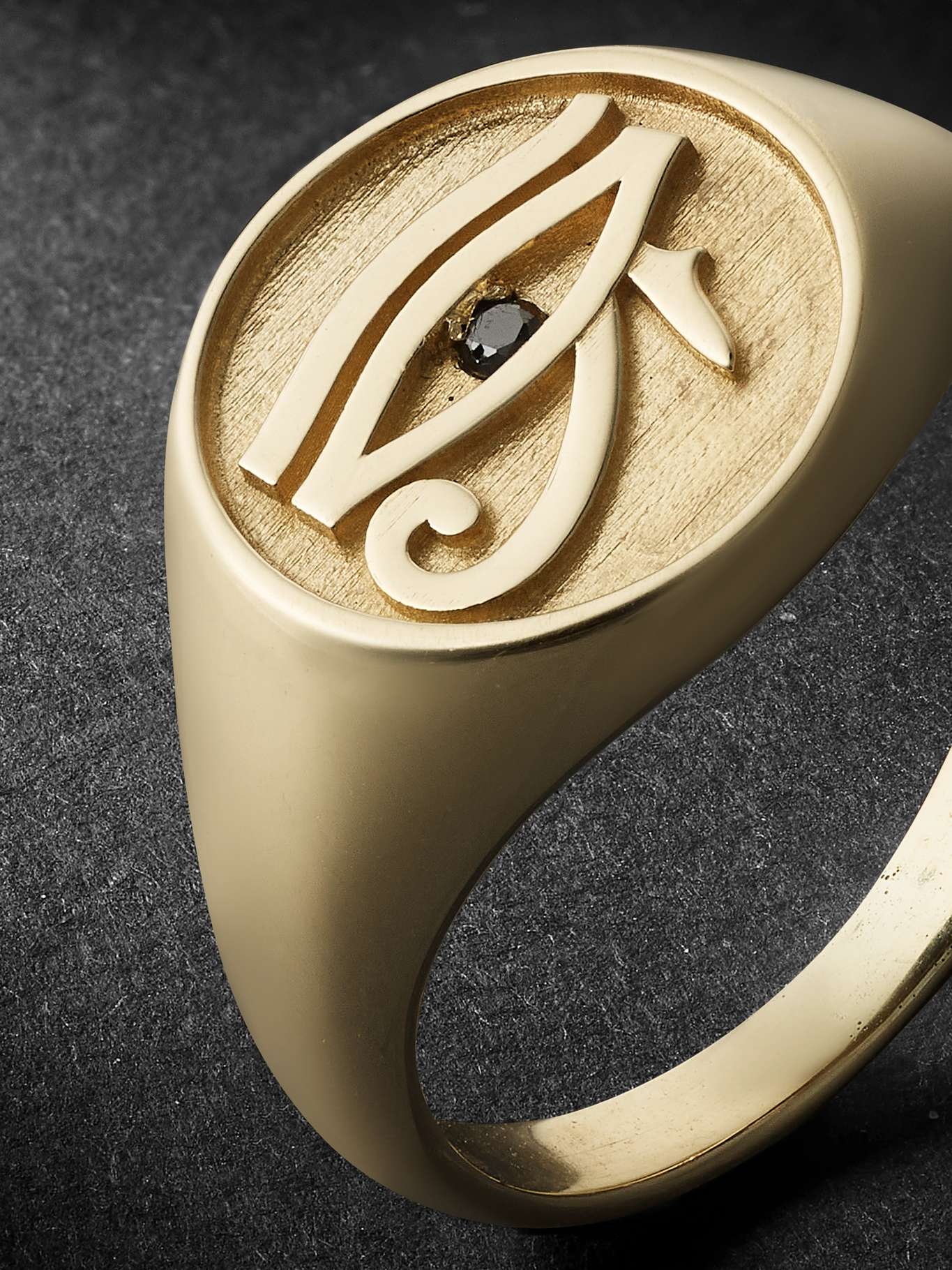 JACQUIE AICHE Eye Of Horus Gold Diamond Signet Ring for Men | MR PORTER