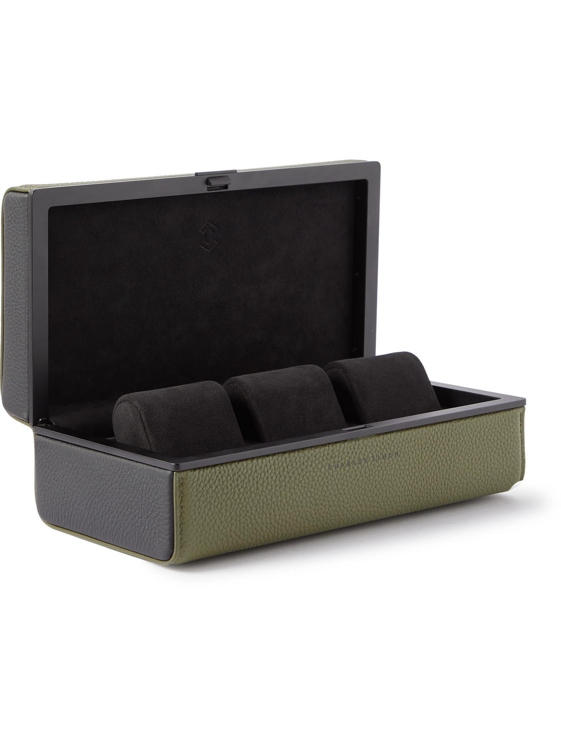 Charles Simon - Eaton Full-Grain Leather Three-Piece Travel Watch Case ...