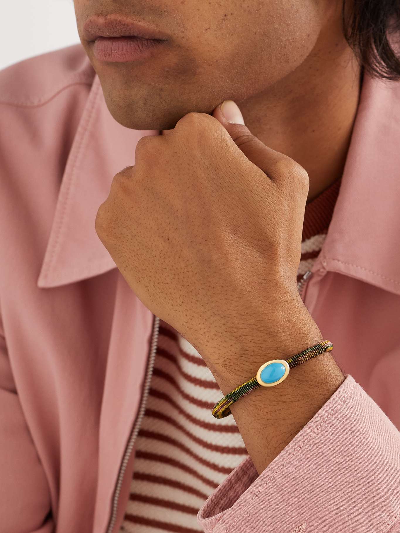 OLE LYNGGAARD COPENHAGEN Life Gold, Turquoise and Cord Bracelet for Men ...