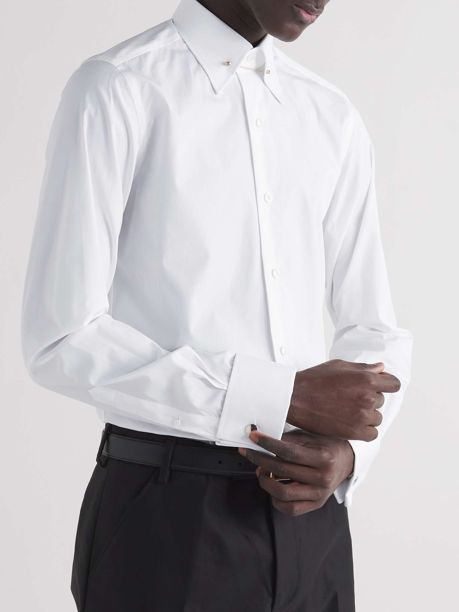 TOM FORD White Slim-Fit Pinned-Collar Double-Cuff Cotton-Poplin Shirt ...