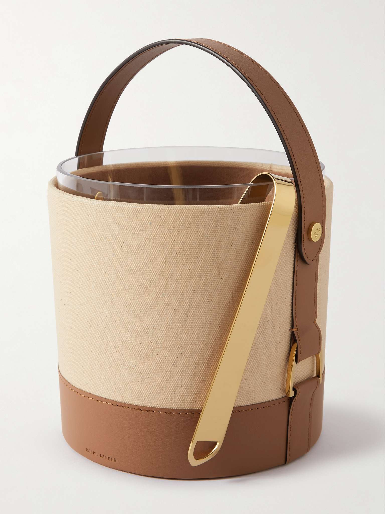 RALPH LAUREN HOME Garrett Leather-Trimmed Canvas and Glass Ice Bucket ...