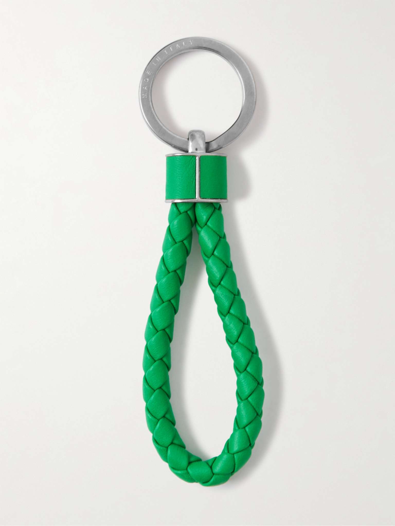 BOTTEGA VENETA Silver-Tone and Braided Leather Key Fob for Men | MR PORTER