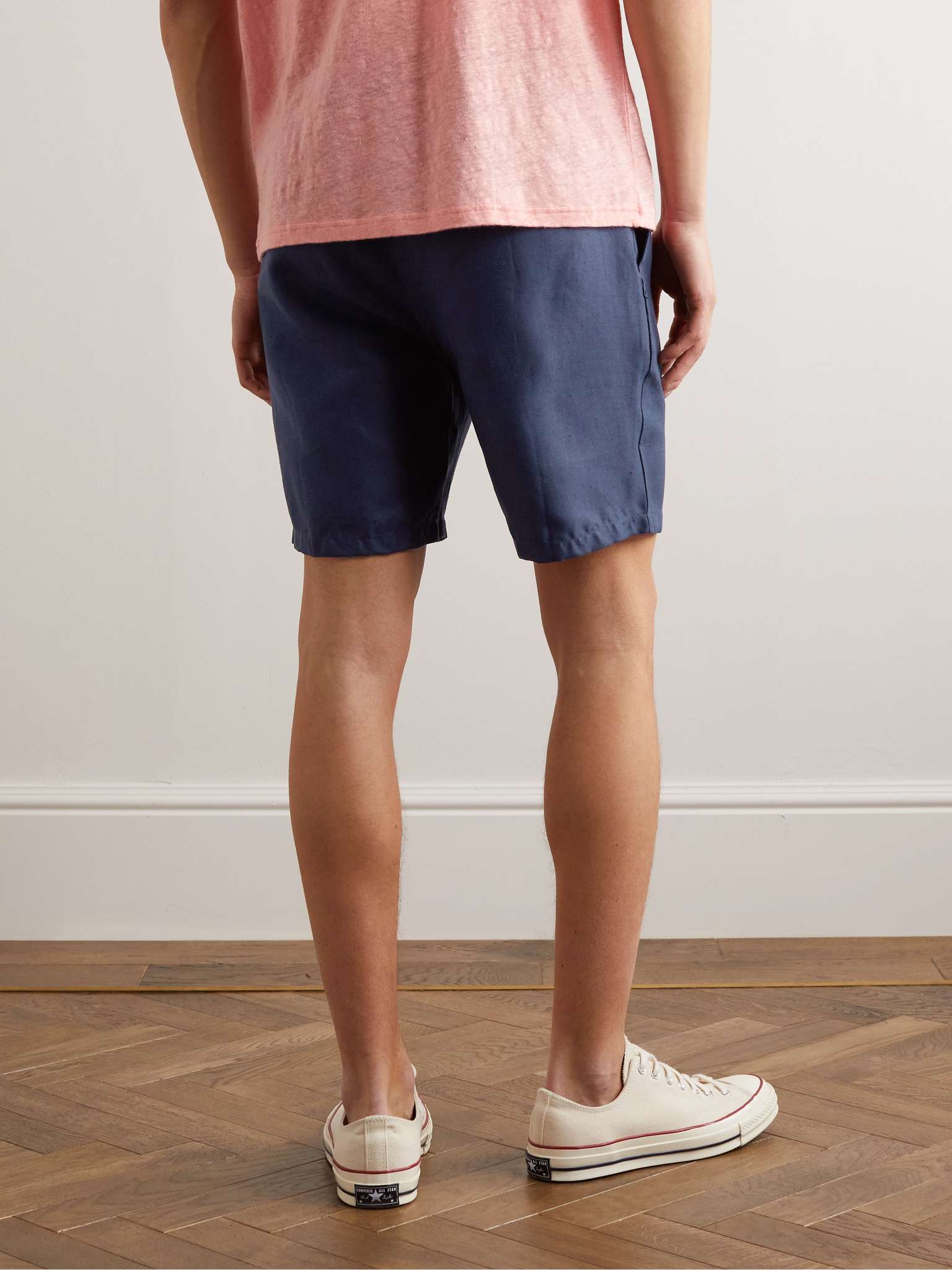 DEREK ROSE Sydney 1 Straight-Leg Linen Drawstring Shorts for Men | MR ...