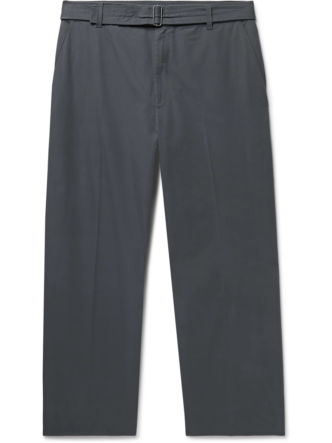 The Row Earl Straight-leg Cropped Belted Cotton-poplin Trousers In Gray ...