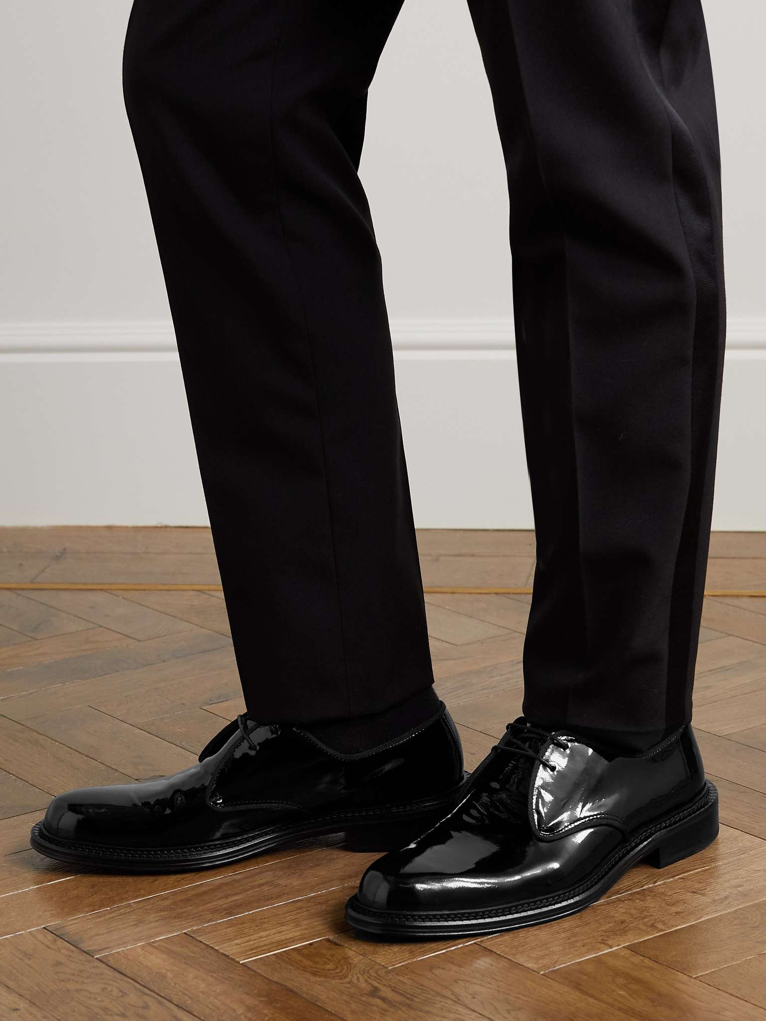 MR P. Grosgrain-Trimmed Patent-Leather Derby Shoes for Men | MR PORTER