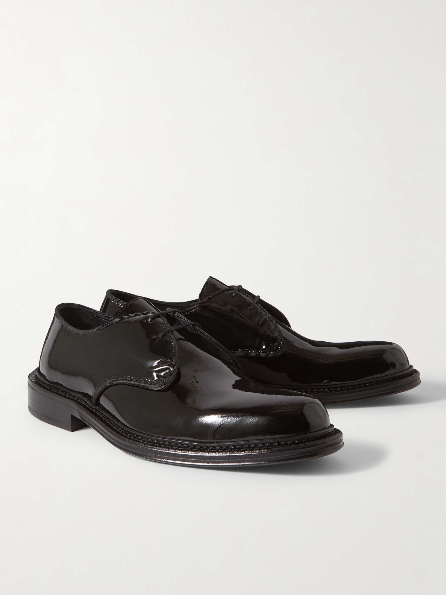 MR P. Grosgrain-Trimmed Patent-Leather Derby Shoes for Men | MR PORTER