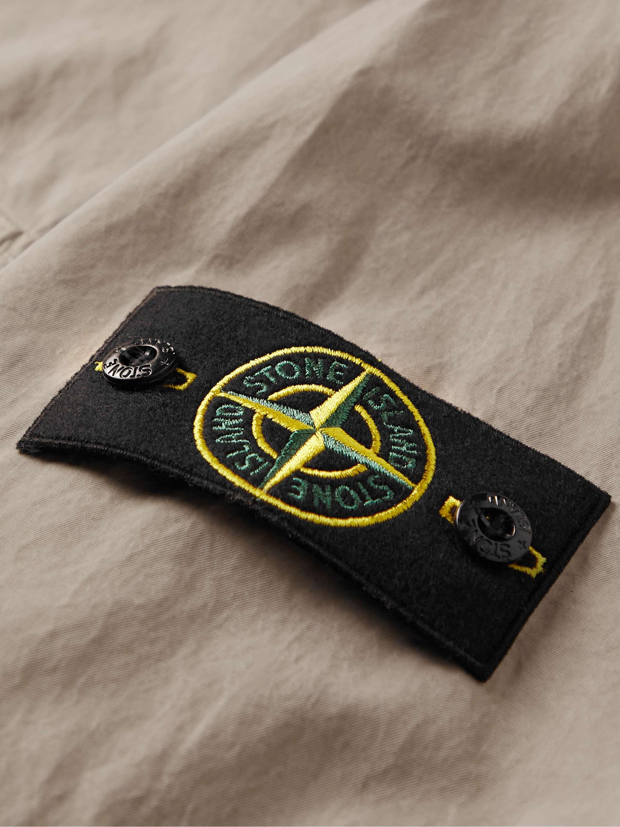 Gray Logo-Appliquéd Canvas Hooded Jacket | STONE ISLAND | MR PORTER