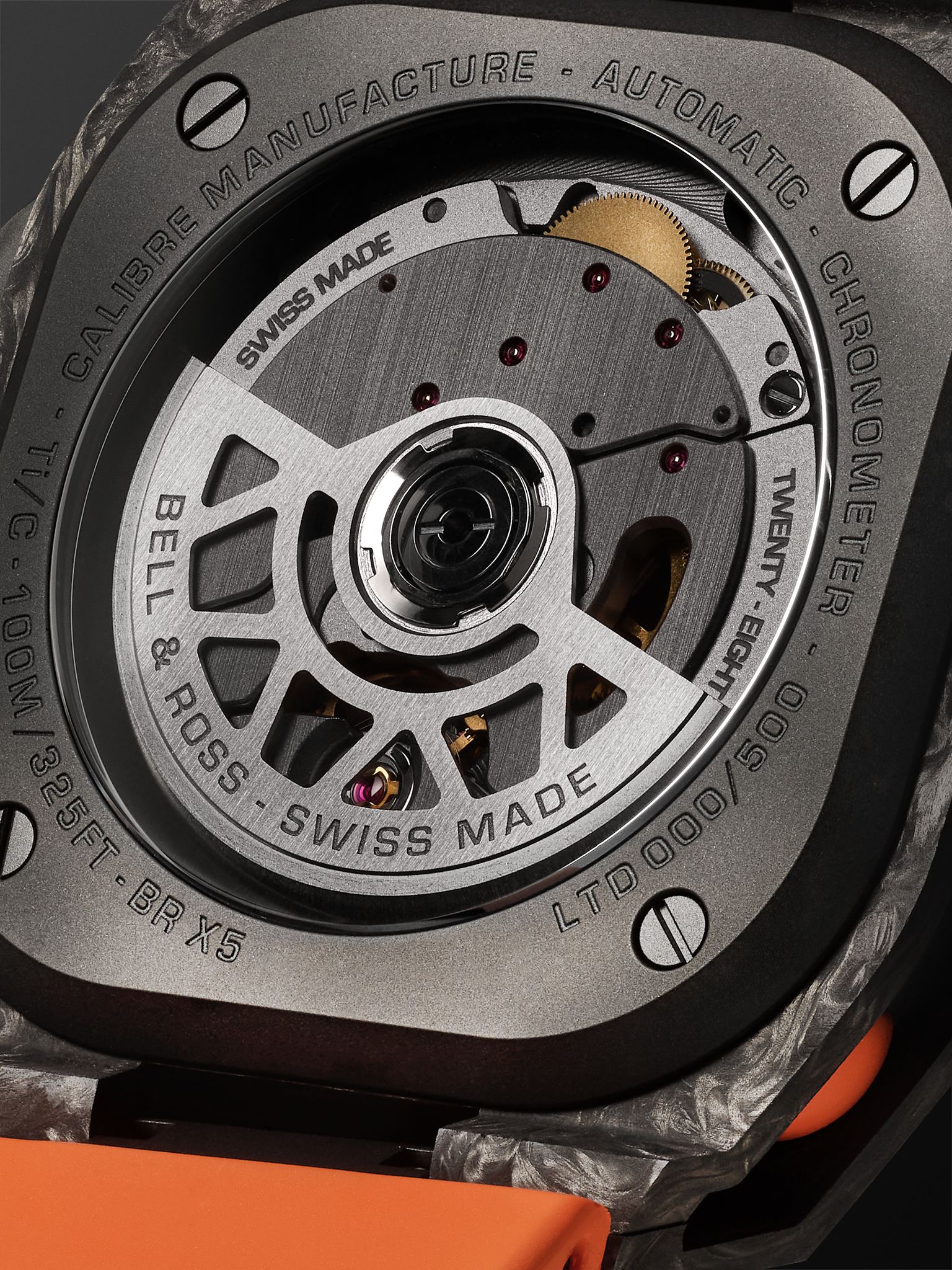 BELL & ROSS BR-X5 Carbon Orange Limited Edition Automatic Chronometer ...