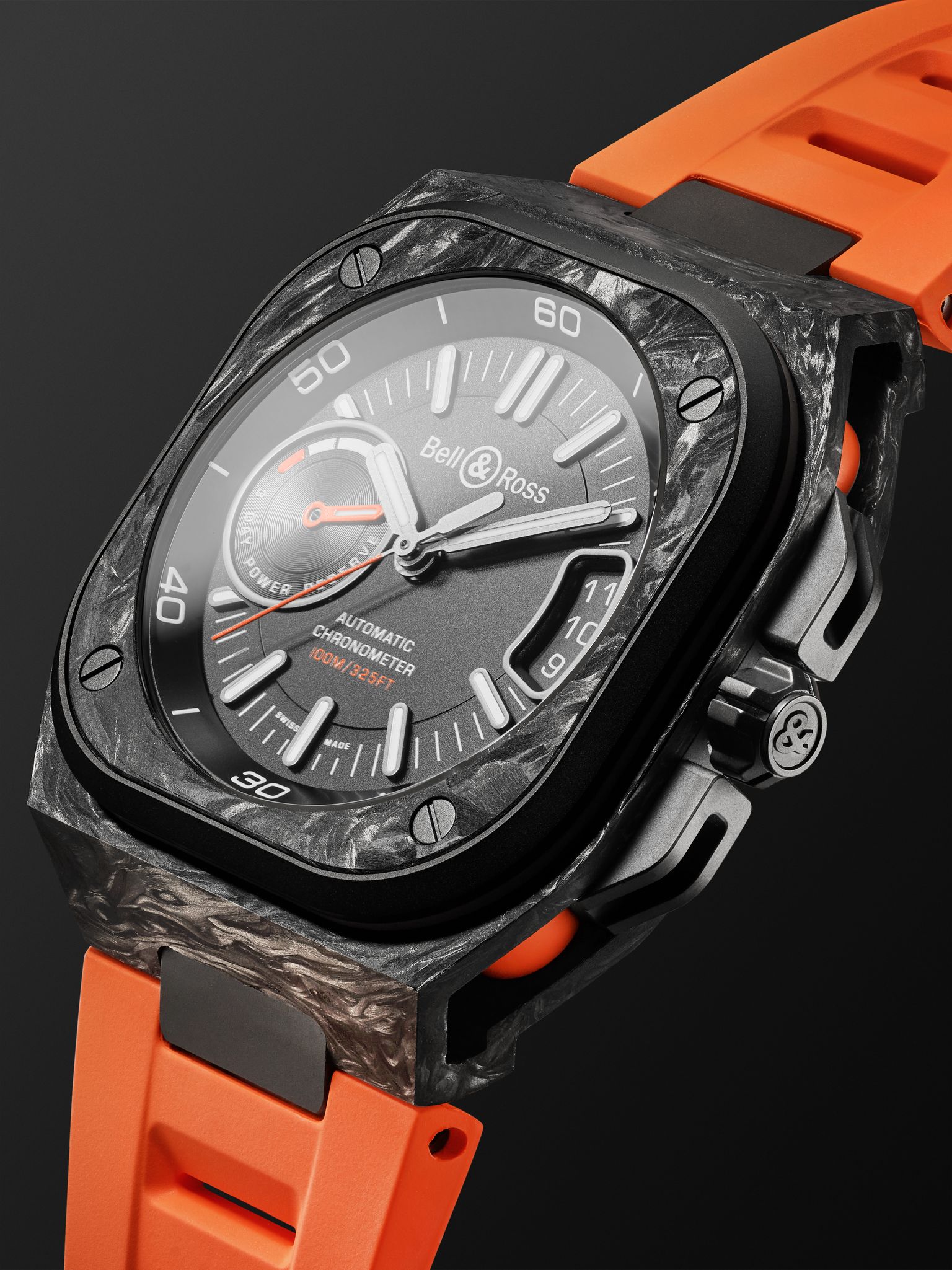 BELL & ROSS BR-X5 Carbon Orange Limited Edition Automatic Chronometer ...