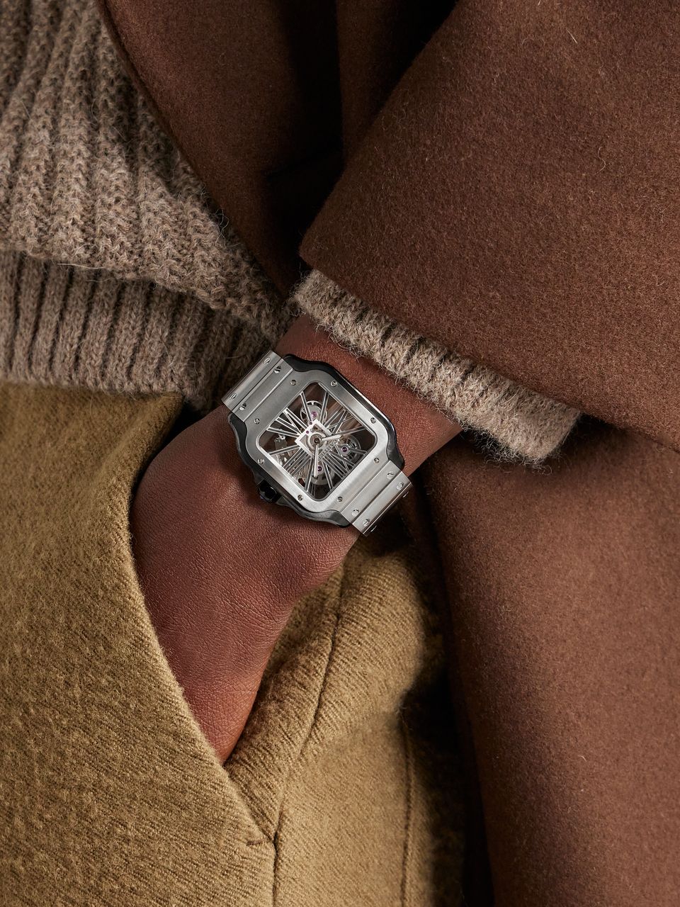 CARTIER Santos de Cartier Hand-Wound Skeleton 39.8mm Interchangeable ...