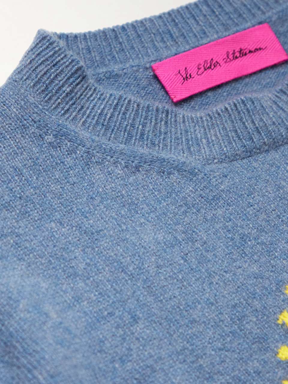 THE ELDER STATESMAN Technicolor Sunshine Embroidered Cashmere Sweater ...