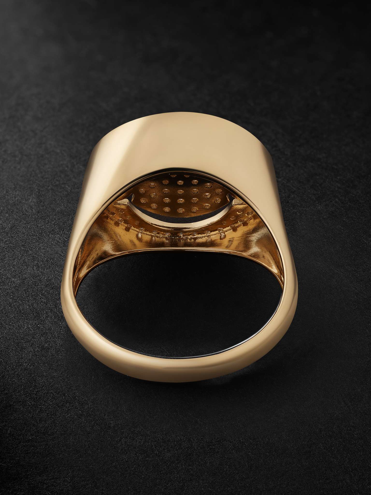 SYDNEY EVAN Large Happy Gold Diamond Signet Ring for Men | MR PORTER