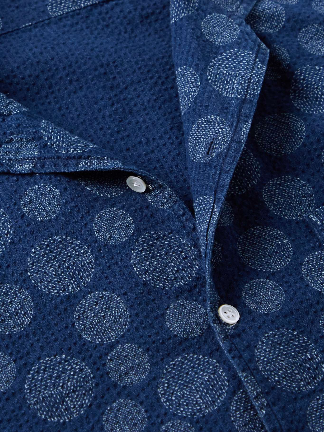 HARTFORD Palm Mc Pat Convertible-Collar Printed Cotton-Seersucker Shirt ...