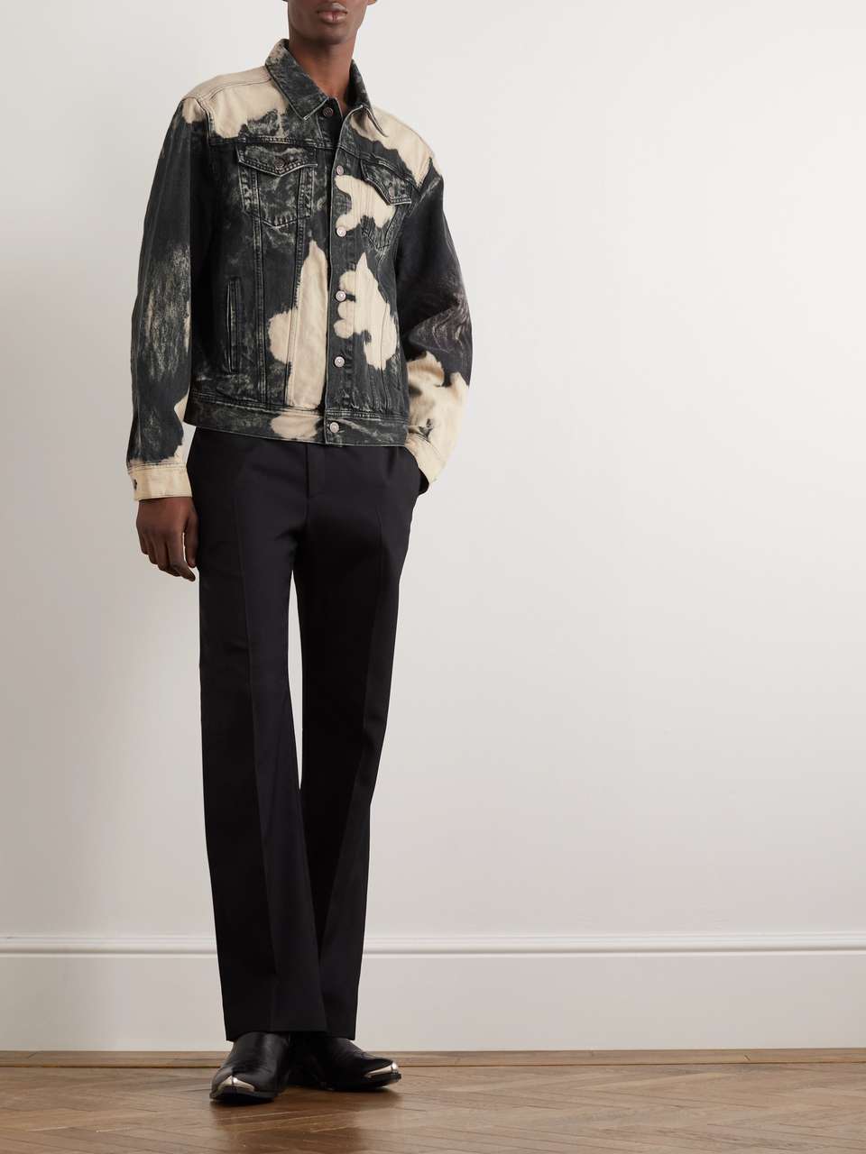 Black Bleached Denim Trucker Jacket | CELINE HOMME | MR PORTER