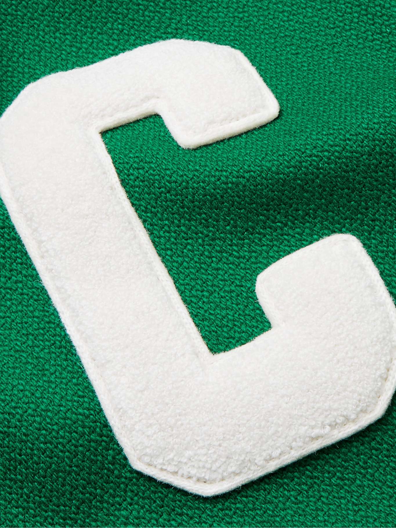 CELINE HOMME Teddy Appliquéd Virgin Wool-Blend and Leather Varsity ...