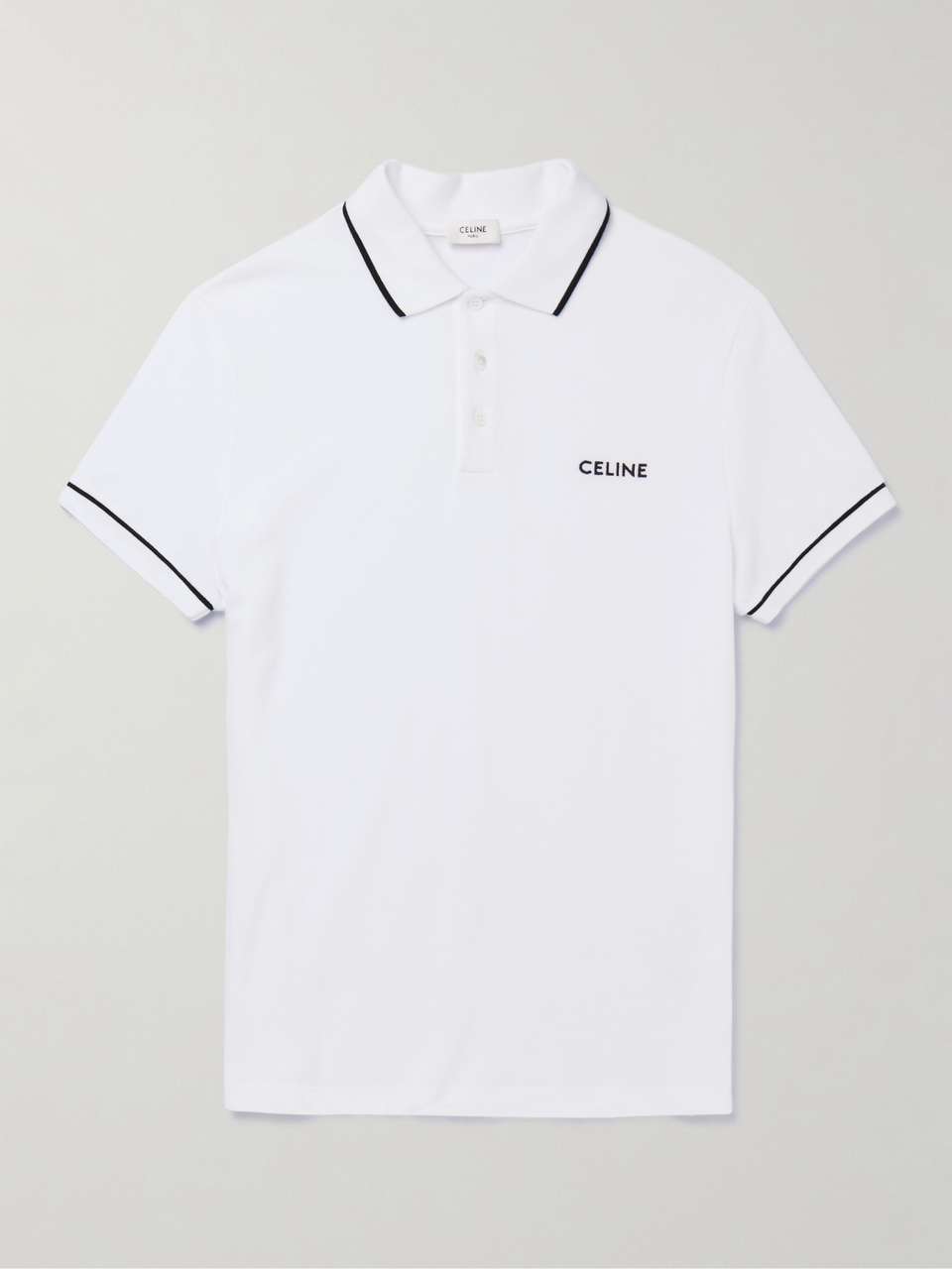 CELINE HOMME Logo-Embroidered Cotton-Piqué Polo Shirt for Men | MR PORTER
