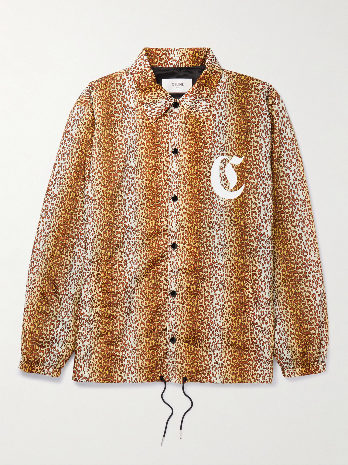 Celine Logo-print Leopard-print Shell Coach Jacket In Brown | ModeSens