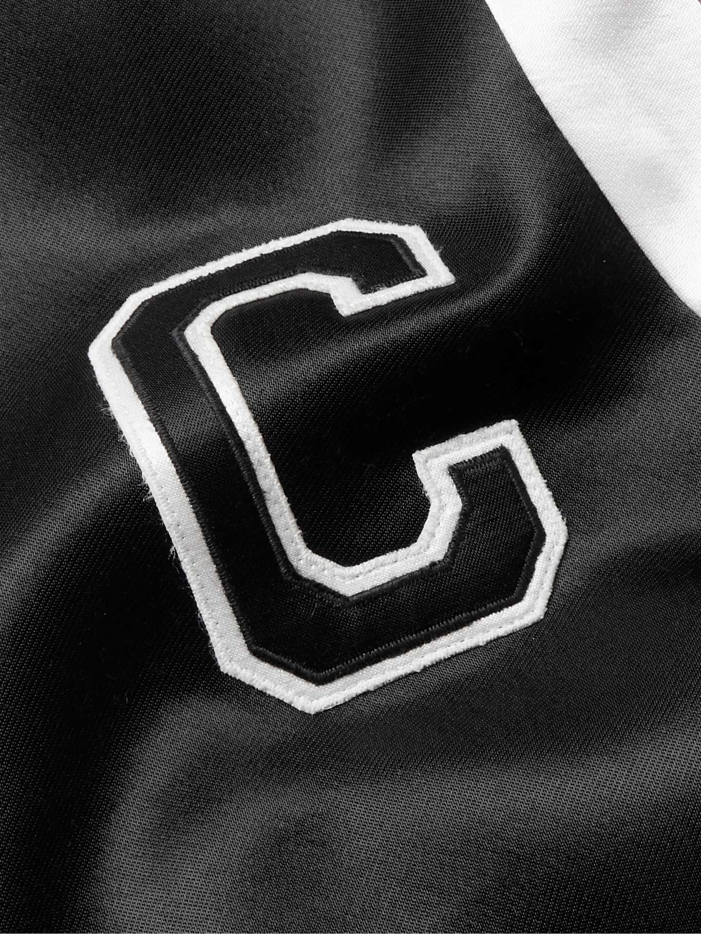 CELINE HOMME Teddy Logo-Appliquéd Satin Varsity Jacket for Men | MR PORTER