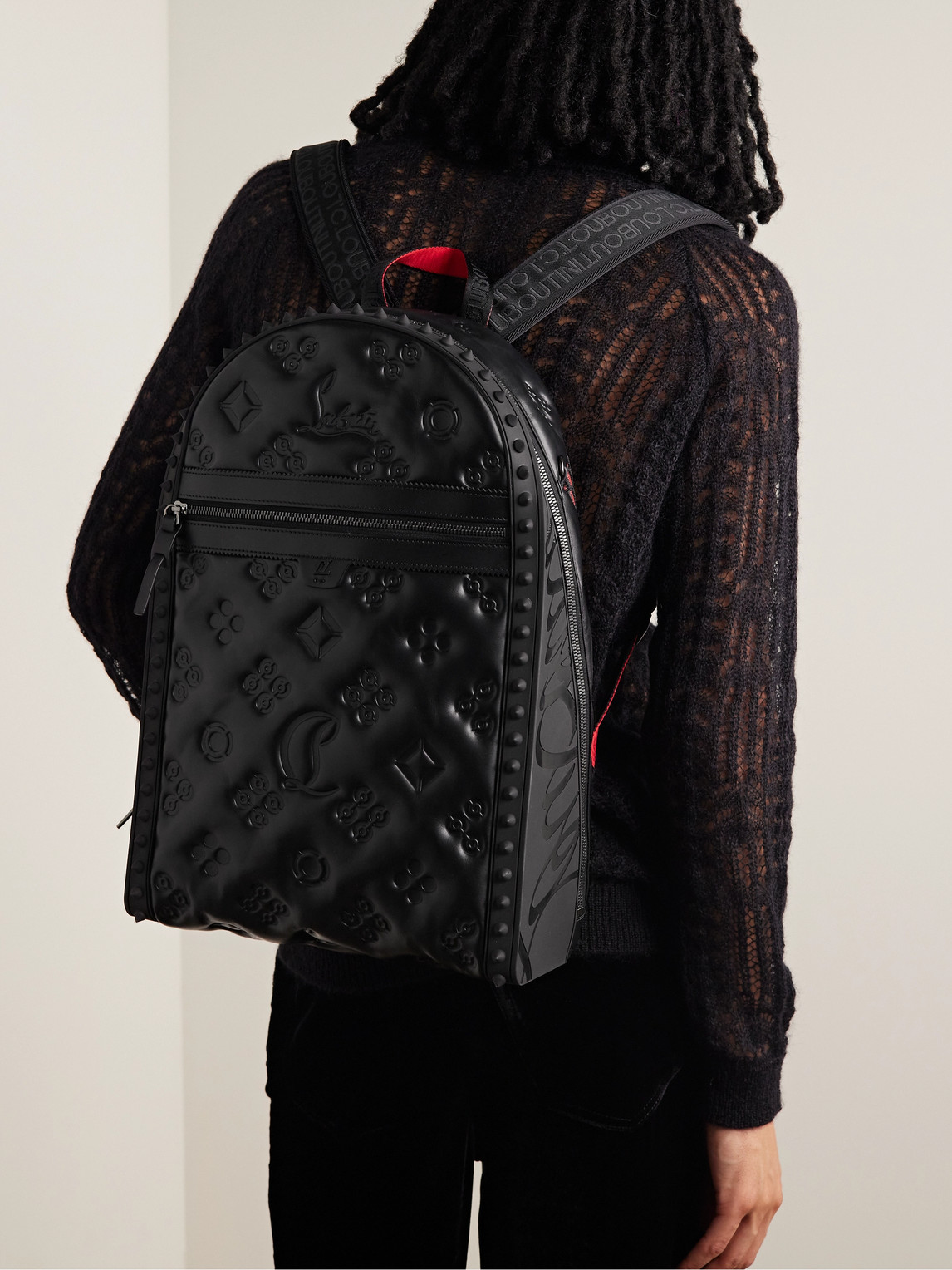 Christian Louboutin Backparis Studded Logo-debossed Leather Backpack In ...
