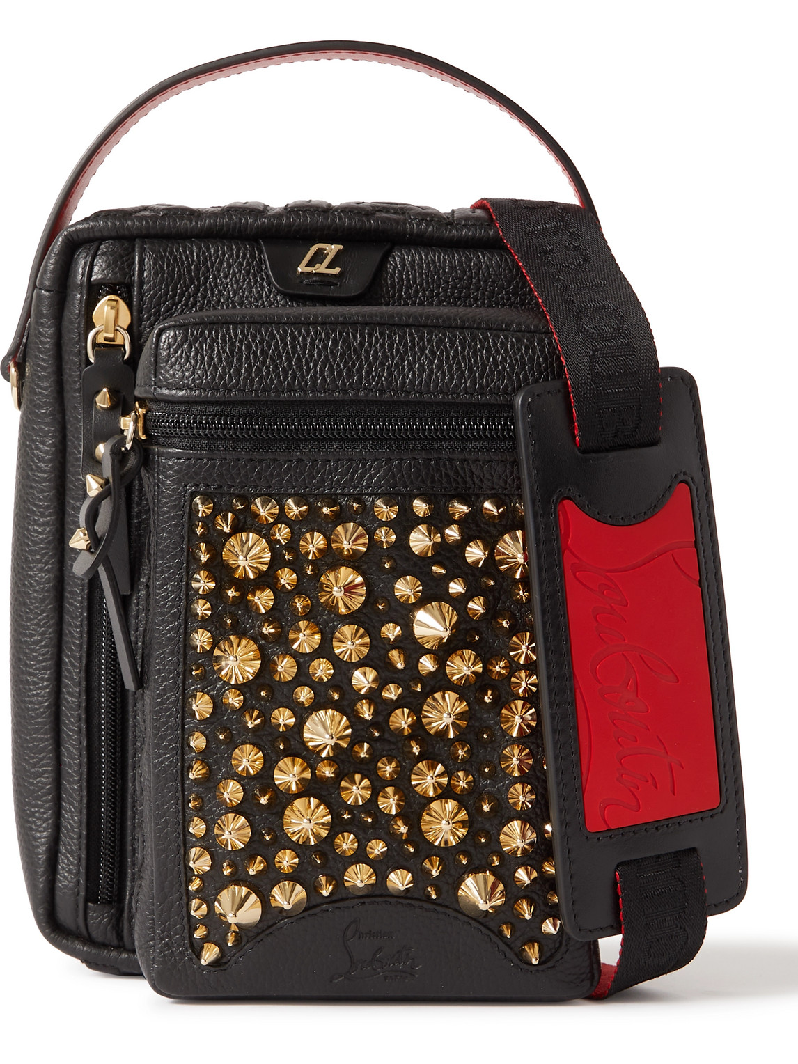 Christian Louboutin Loubideal Spike Crossbody Bag In Black/gold/black ...
