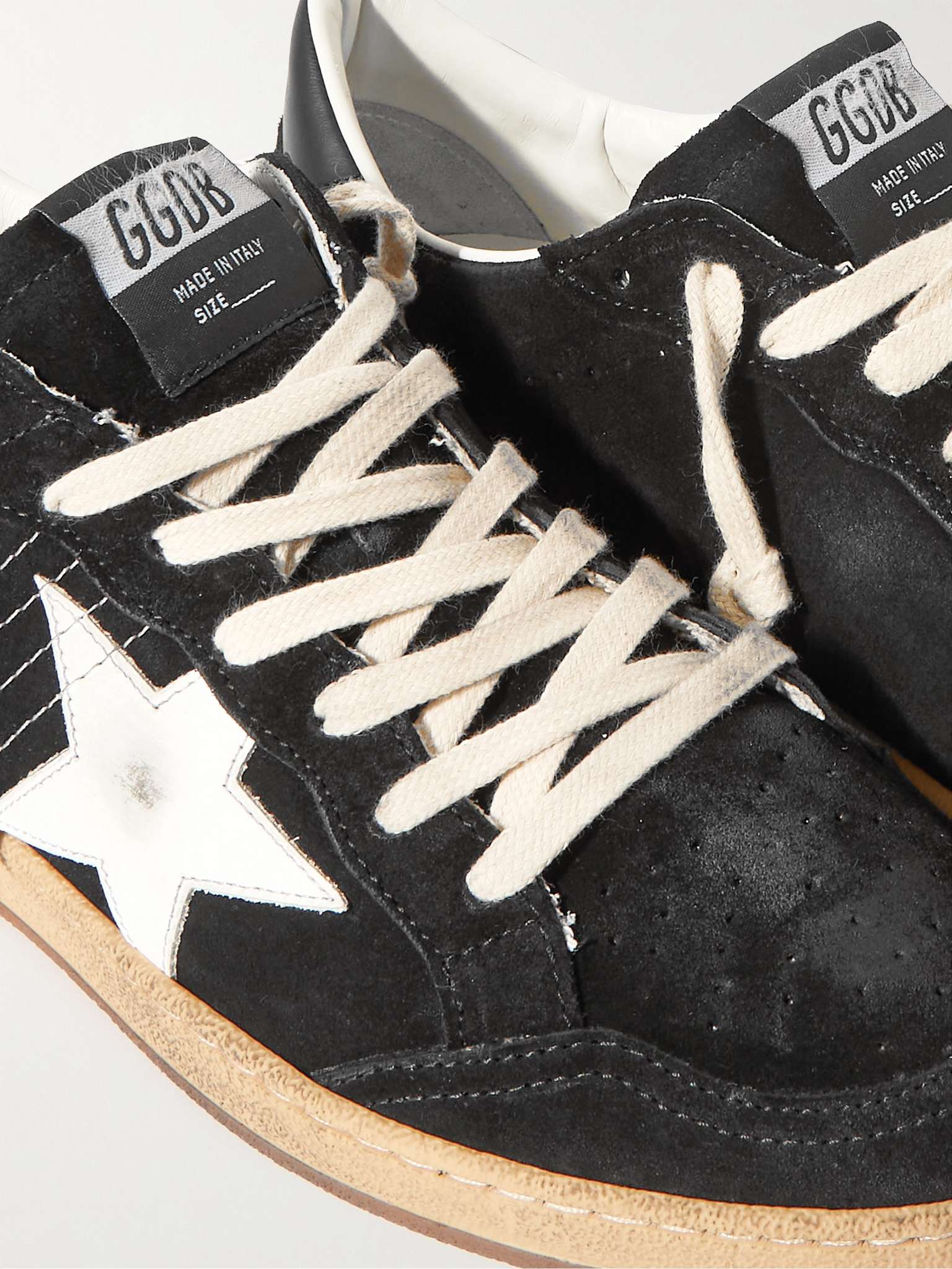 GOLDEN GOOSE Ball Star Distressed Suede and Leather Sneakers for Men ...