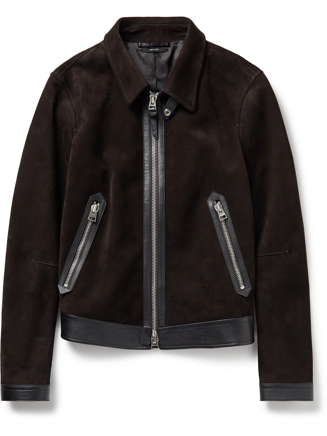 Tom Ford Buttery Suede Contrast Jacket In Black | ModeSens