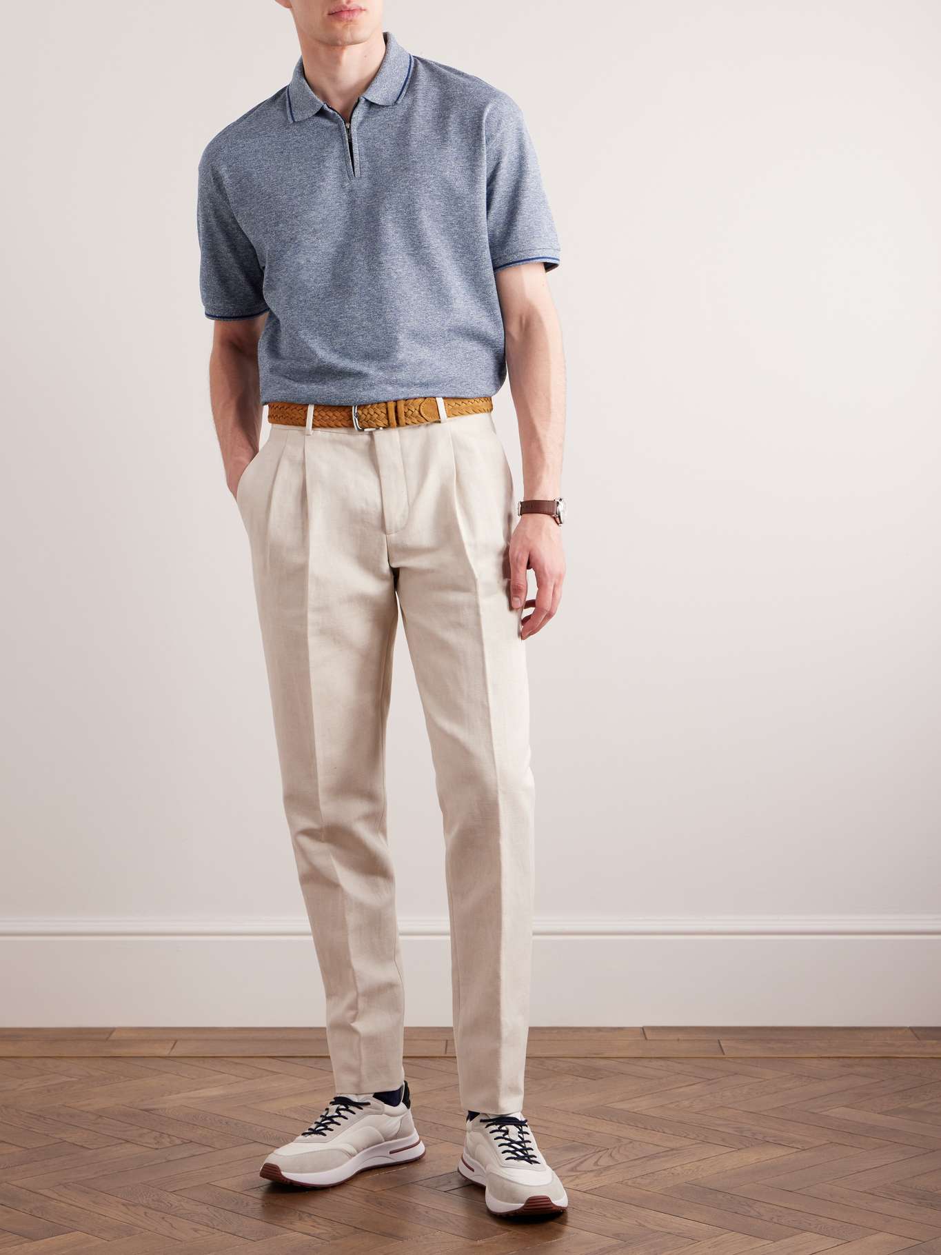 LORO PIANA Cotton and Linen-Blend Polo Shirt for Men | MR PORTER