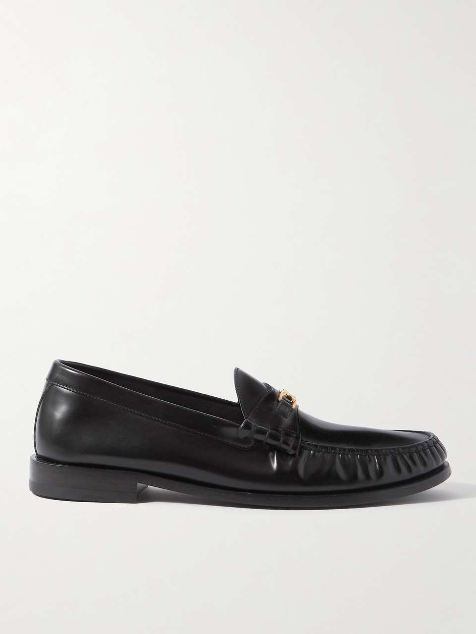 CELINE Triomphe Logo-Embellished Polished-Leather Loafers for Men | MR ...
