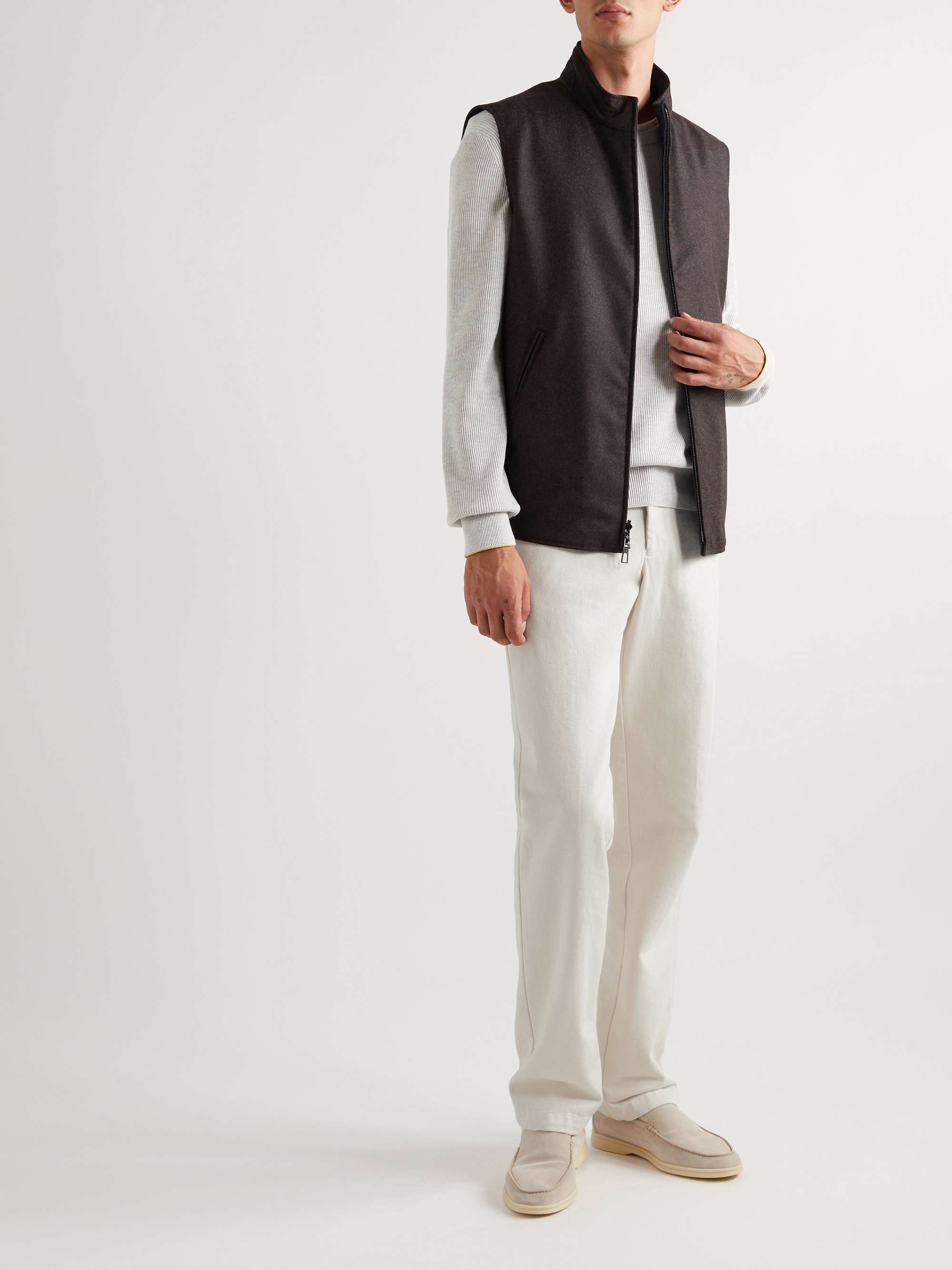 Ecru Luca Slim-Fit Straight-Leg Cotton-Twill Trousers | RUBINACCI | MR ...