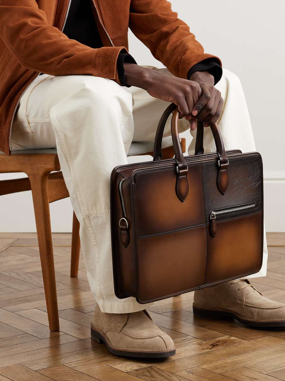 BERLUTI Jour Scritto Panelled Venezia Leather Briefcase for Men | MR PORTER