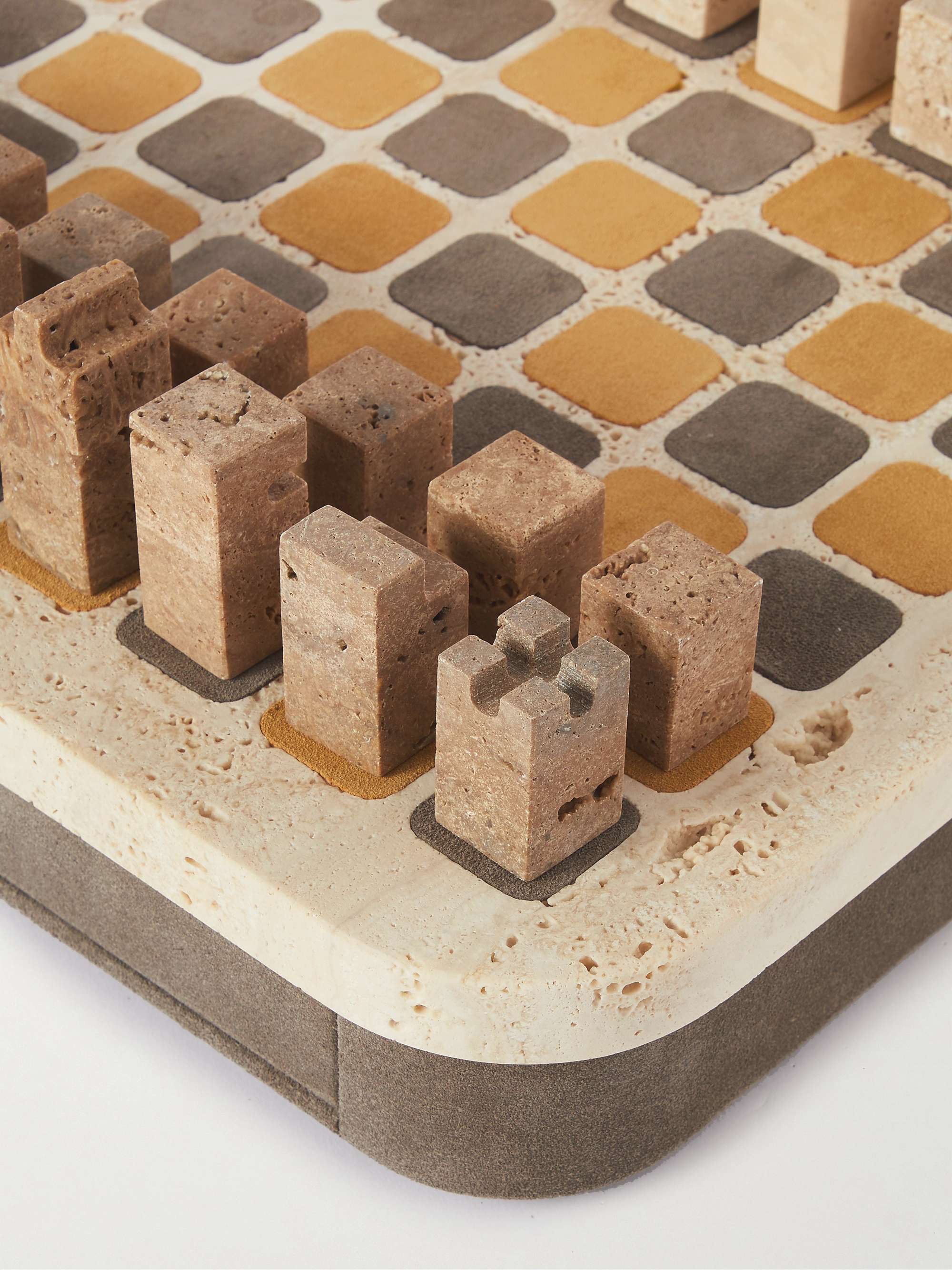 Brown Delos Suede-Trimmed Travertine Chess Set | GIOBAGNARA | MR PORTER
