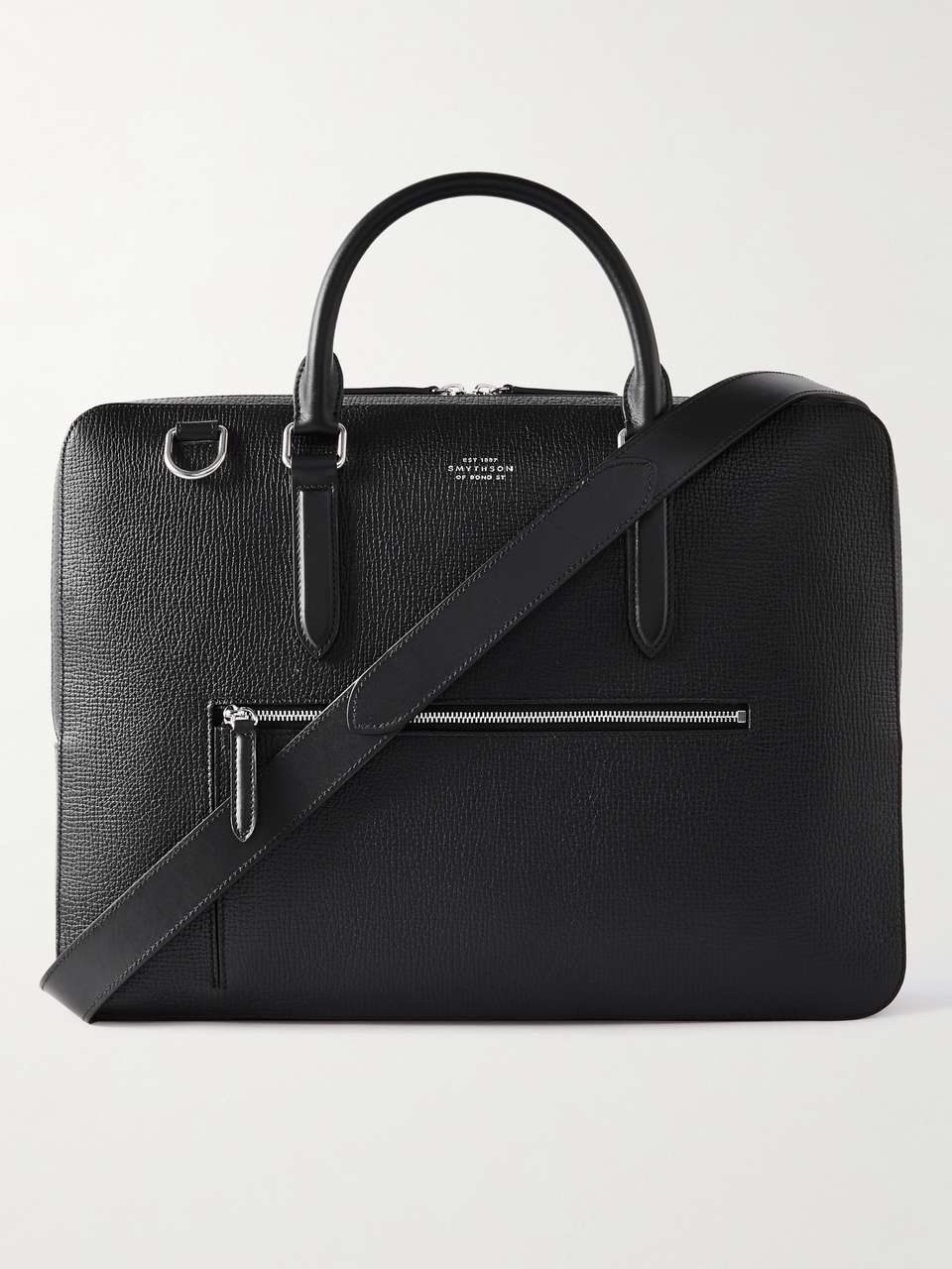 Black Cross-Grain Leather Briefcase | SMYTHSON | MR PORTER