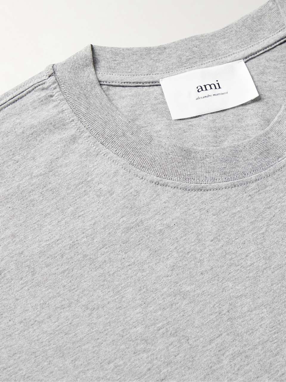 Gray Logo-Embroidered Cotton-Jersey T-Shirt | AMI PARIS | MR PORTER