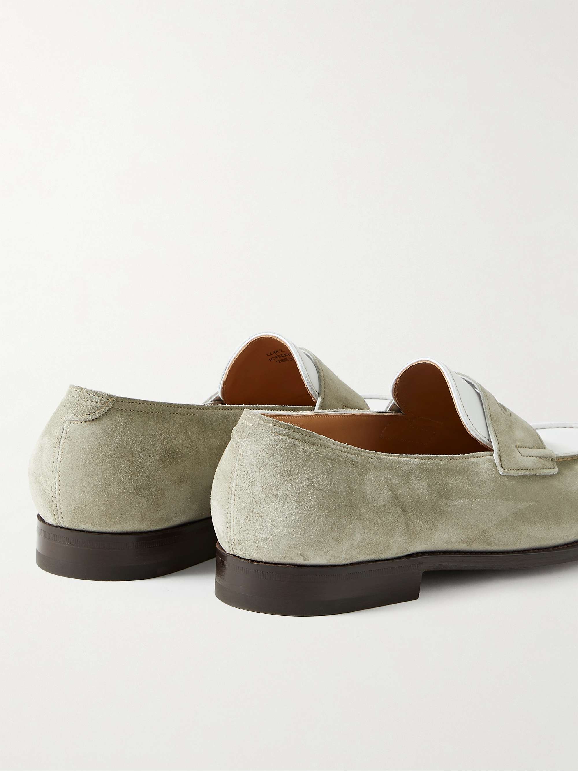 JOHN LOBB Lopez Leather and Suede Penny Loafers for Men | MR PORTER