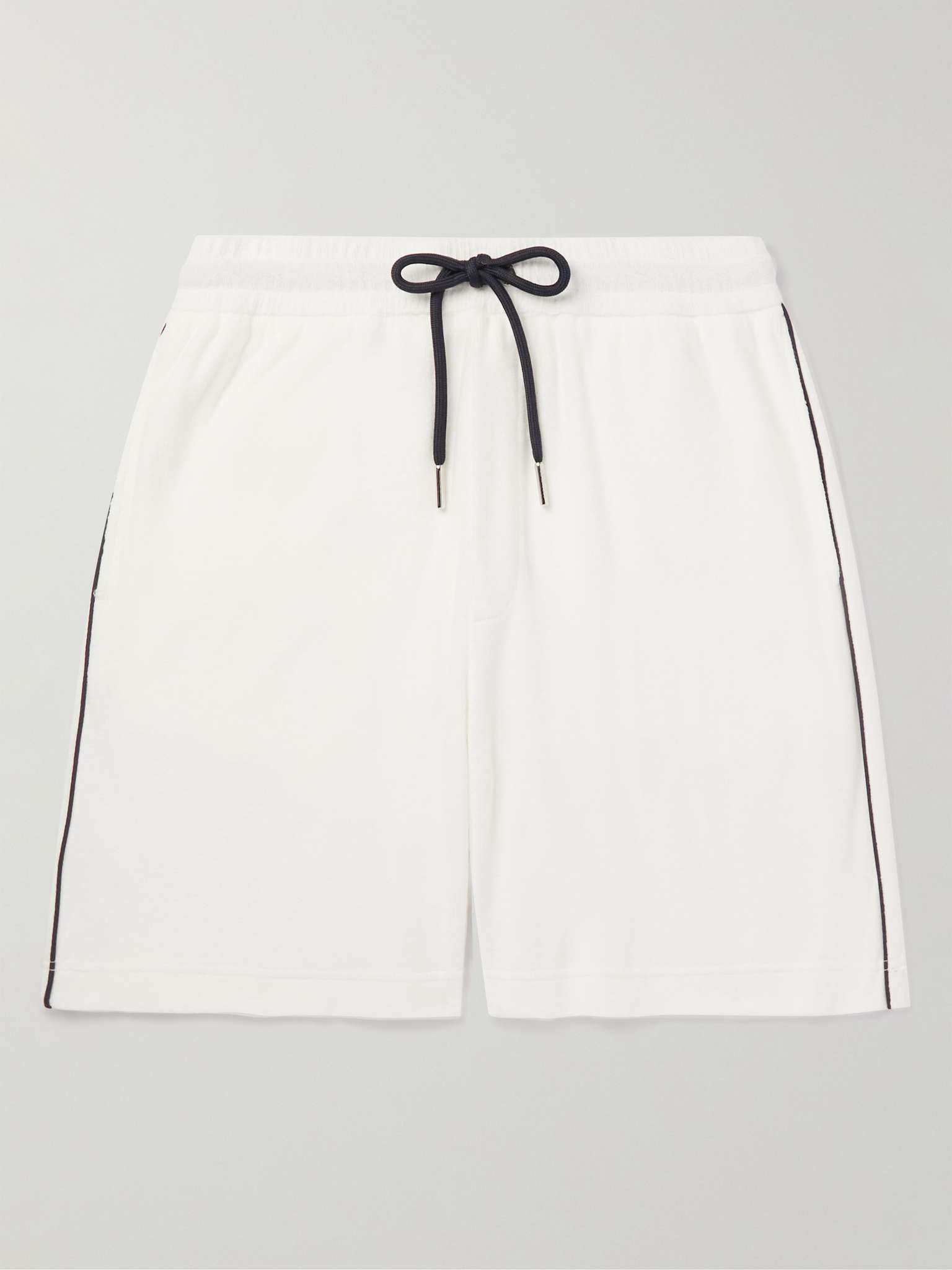 MONCLER Straight-Leg Piped Cotton-Terry Drawstring Shorts for Men | MR PORTER