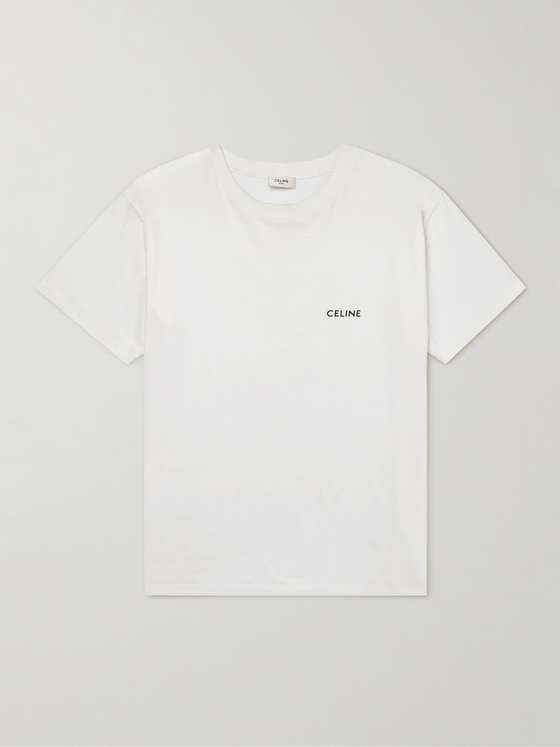 CELINE HOMME Logo-Embroidered Cotton-Jersey T-Shirt for Men | MR PORTER